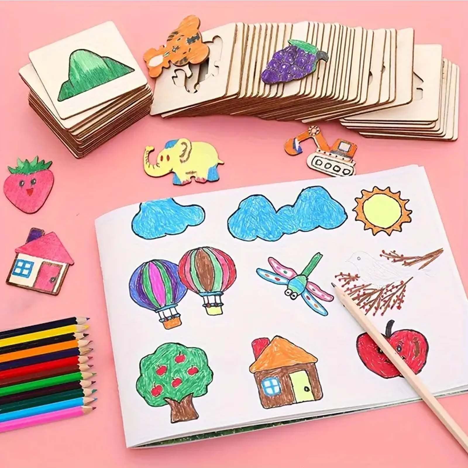 KOYPTL 20pcs Wooden Drawing Stencils for Kids Toddlers,Reusable ...