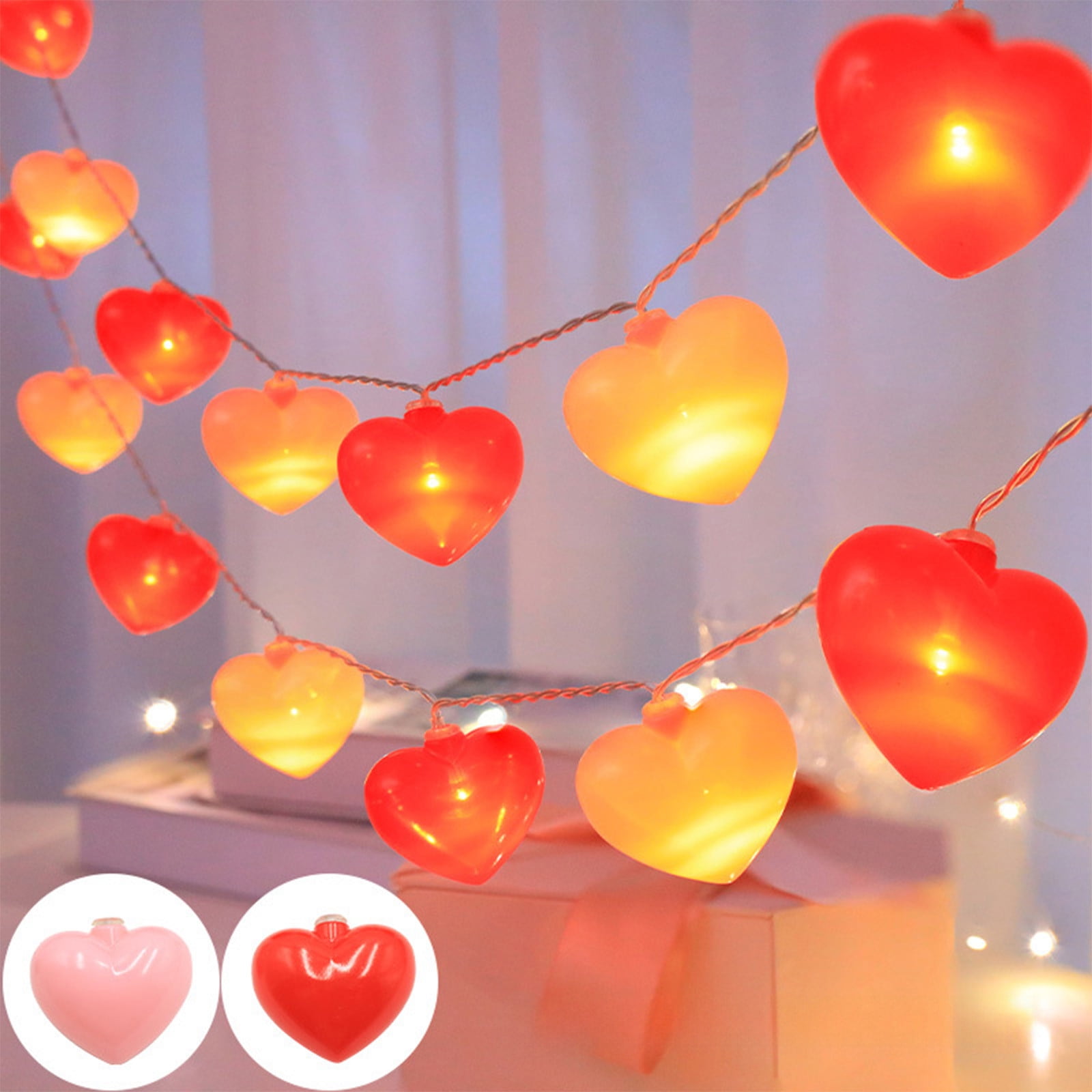 KOYPTL 2M Heart Shape String Lights Valentines Day Decorations for Home ...