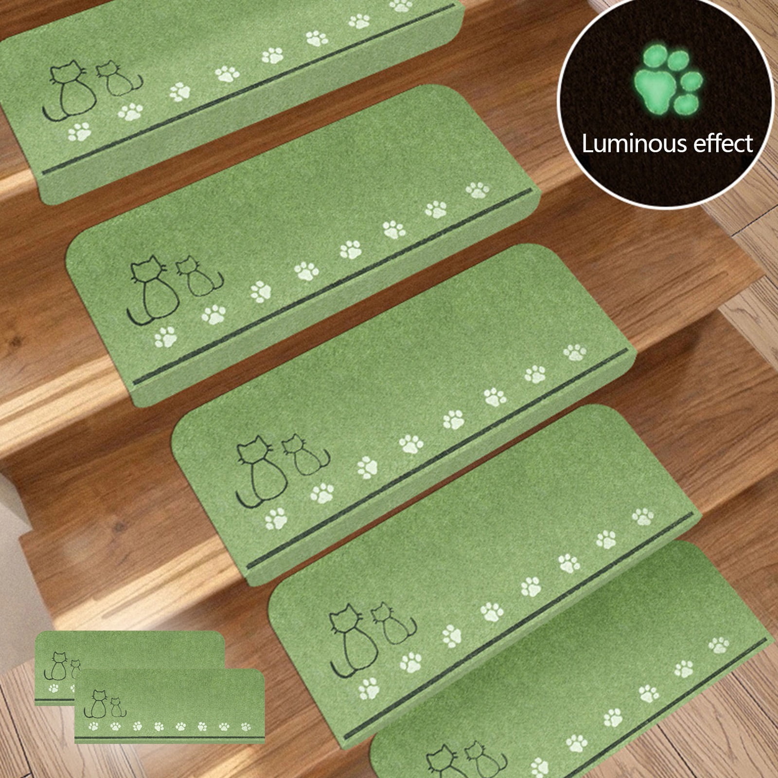 KOYPTL 2Pcs Non Slip Glowing Stair Treads 9"x22" for Wooden Steps ...