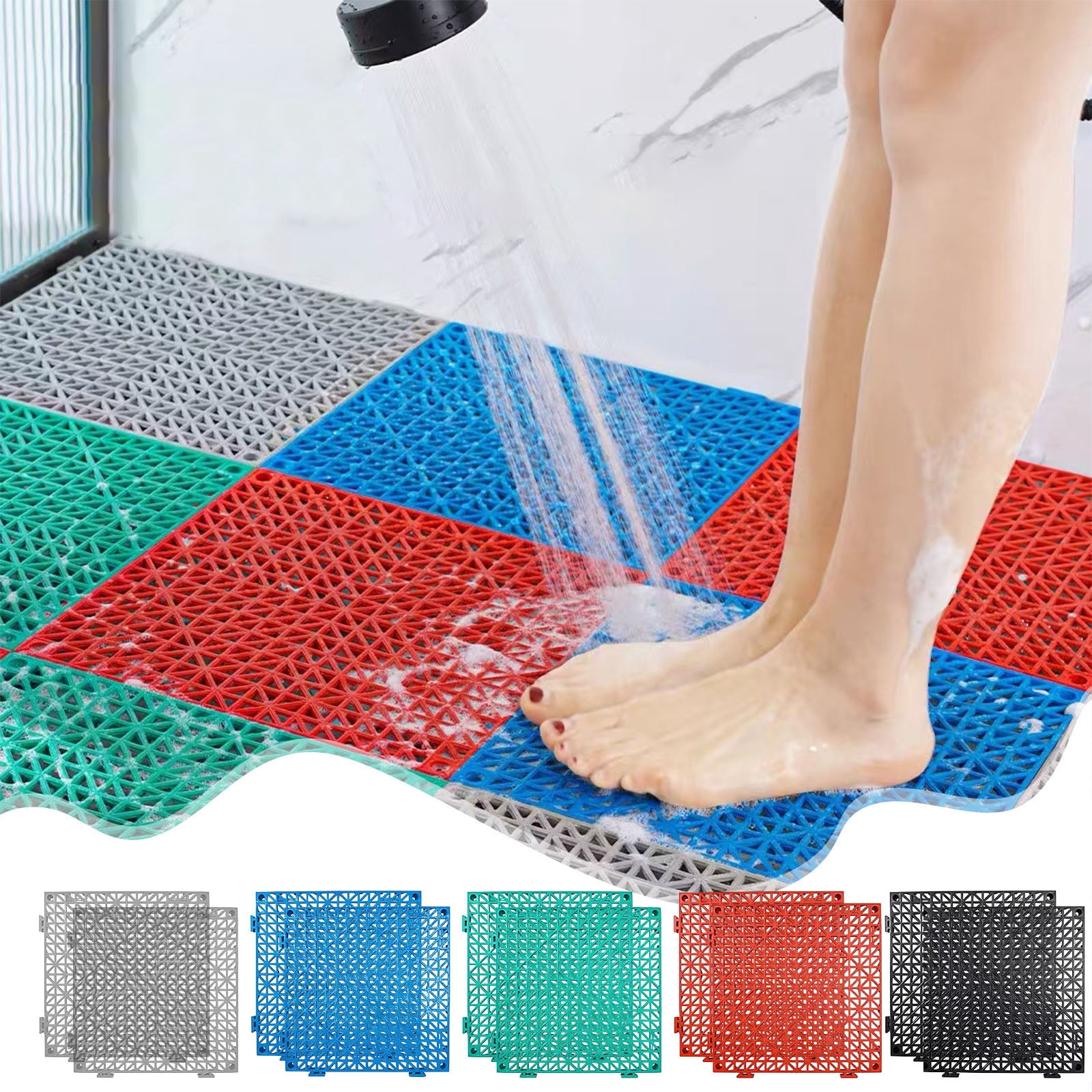 KOYPTL 2pcs Plastic Interlocking Drainage Floor Tiles Mats 12"x12 ...