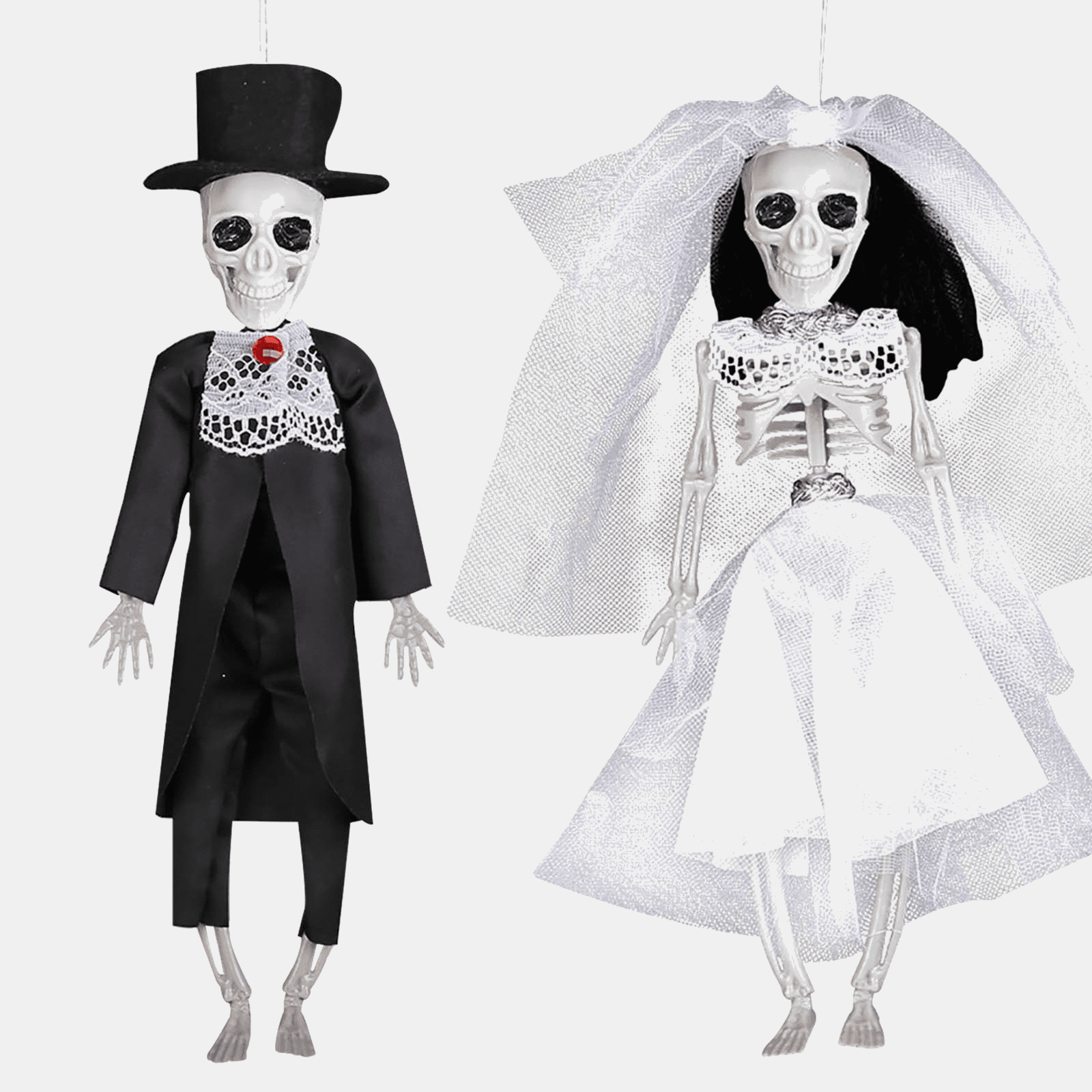 KOYPTL 2pcs keletons Halloween Decorations, Spooky Bride and Groom ...