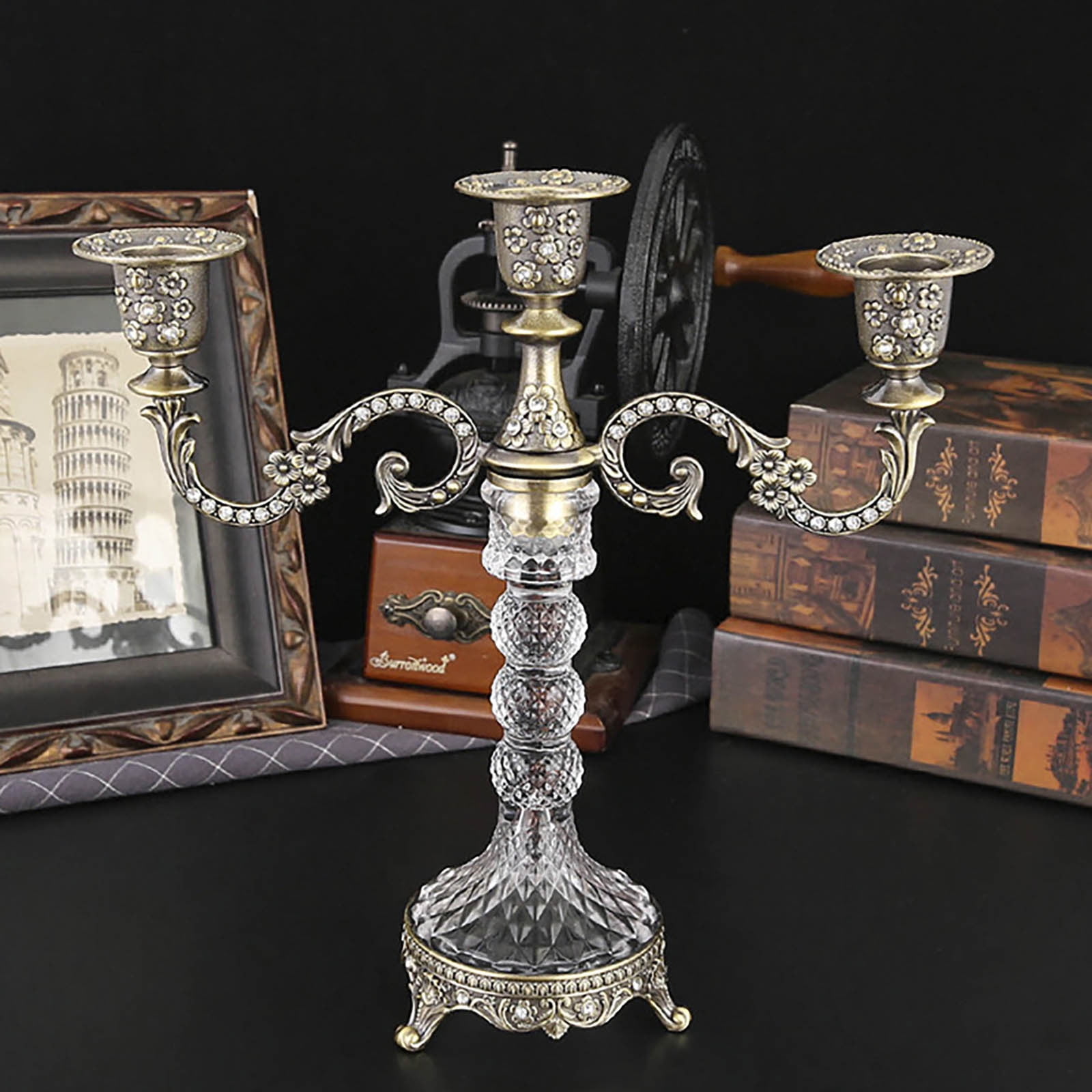 KOYPTL 3 Arms Candle Metal Candelabra,Retro Embossed Candle Holder for ...