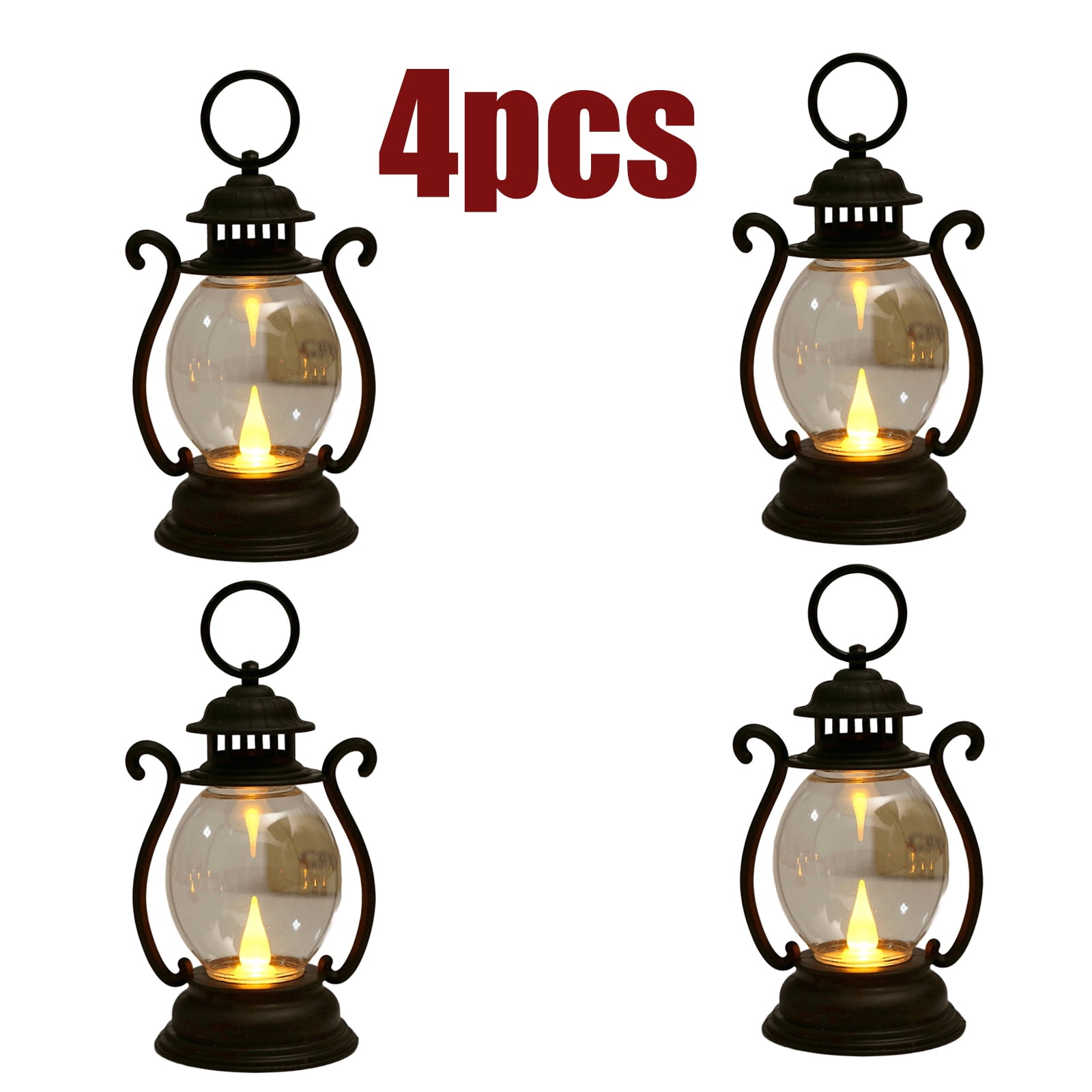 KOYPTL 4 Pcs Christmas Mini Lanterns LED Lanterns Christmas Table ...