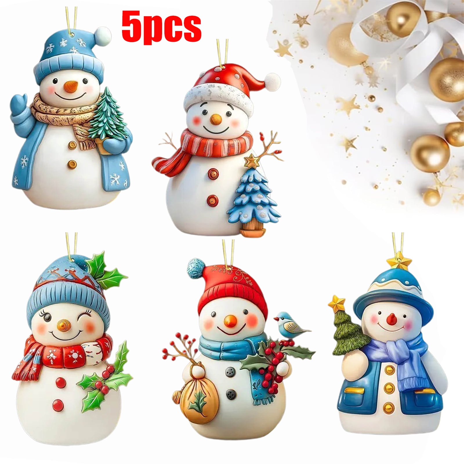 KOYPTL 5 Pcs Christmas Tree Hanging Ornaments Set,Acrylic Personalized ...