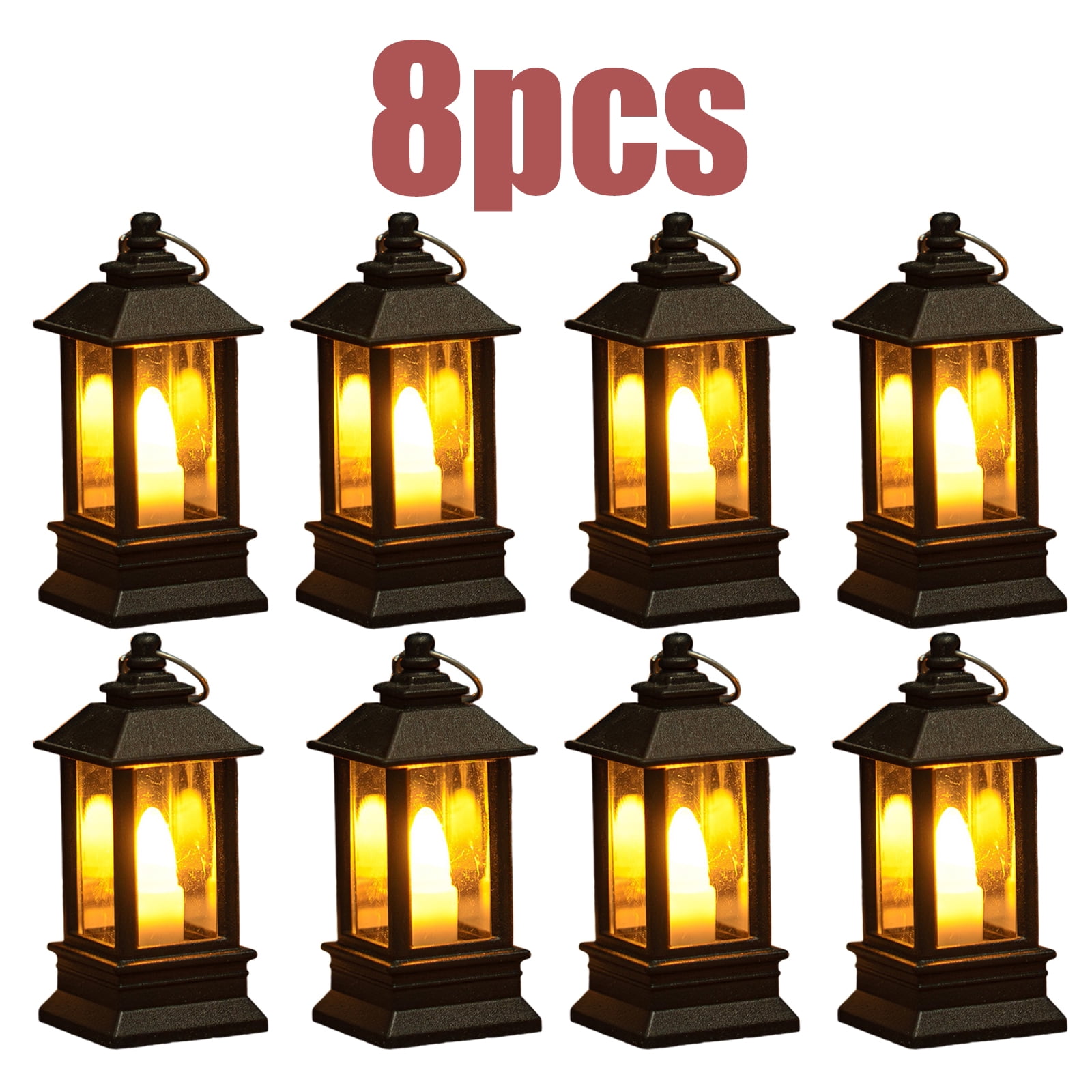KOYPTL 8 Pcs Black Lanterns Decorative Indoor Mini Battery Operated ...