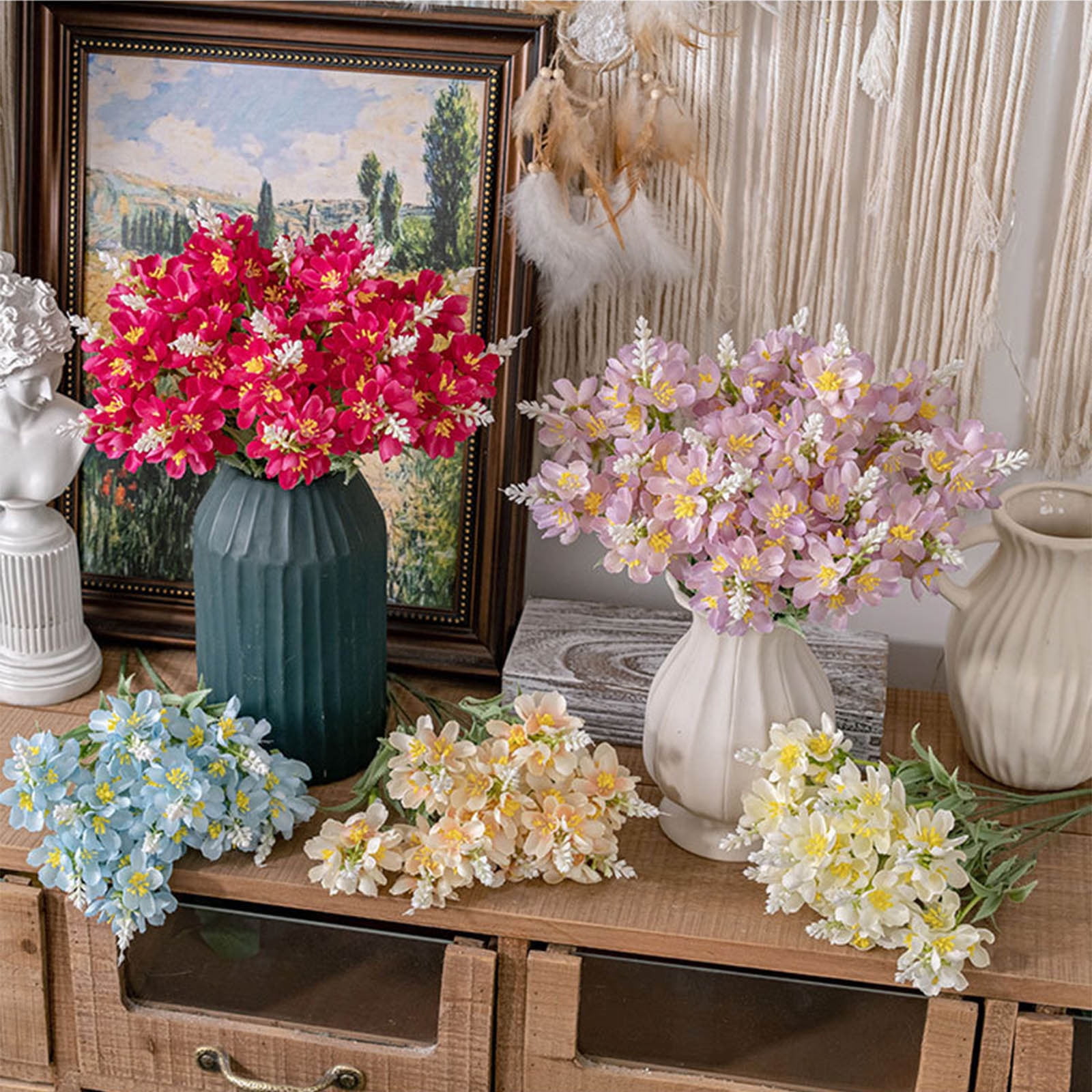 KOYPTL Artificial Flowers Realistic Faux Orchid Multiple Stems,Fake ...
