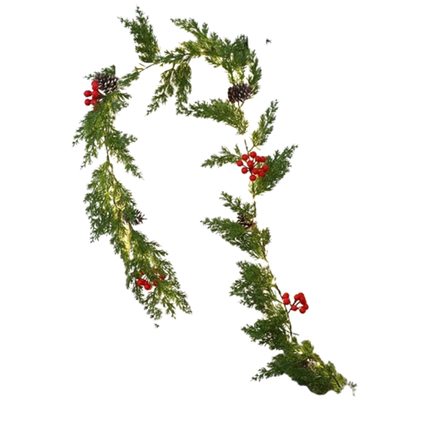 KOYPTL Christmas Garland with String Light-6.56 ft,Pre-Lit Artificial ...
