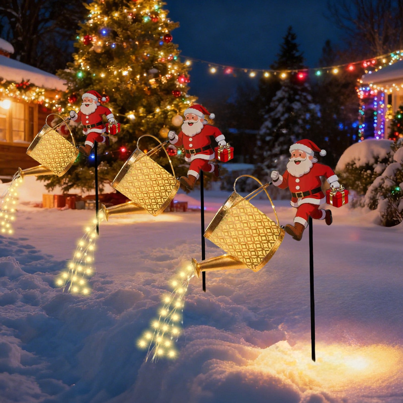 KOYPTL Christmas Santa Solar Kettle Lights Outdoor Waterproof Solar ...