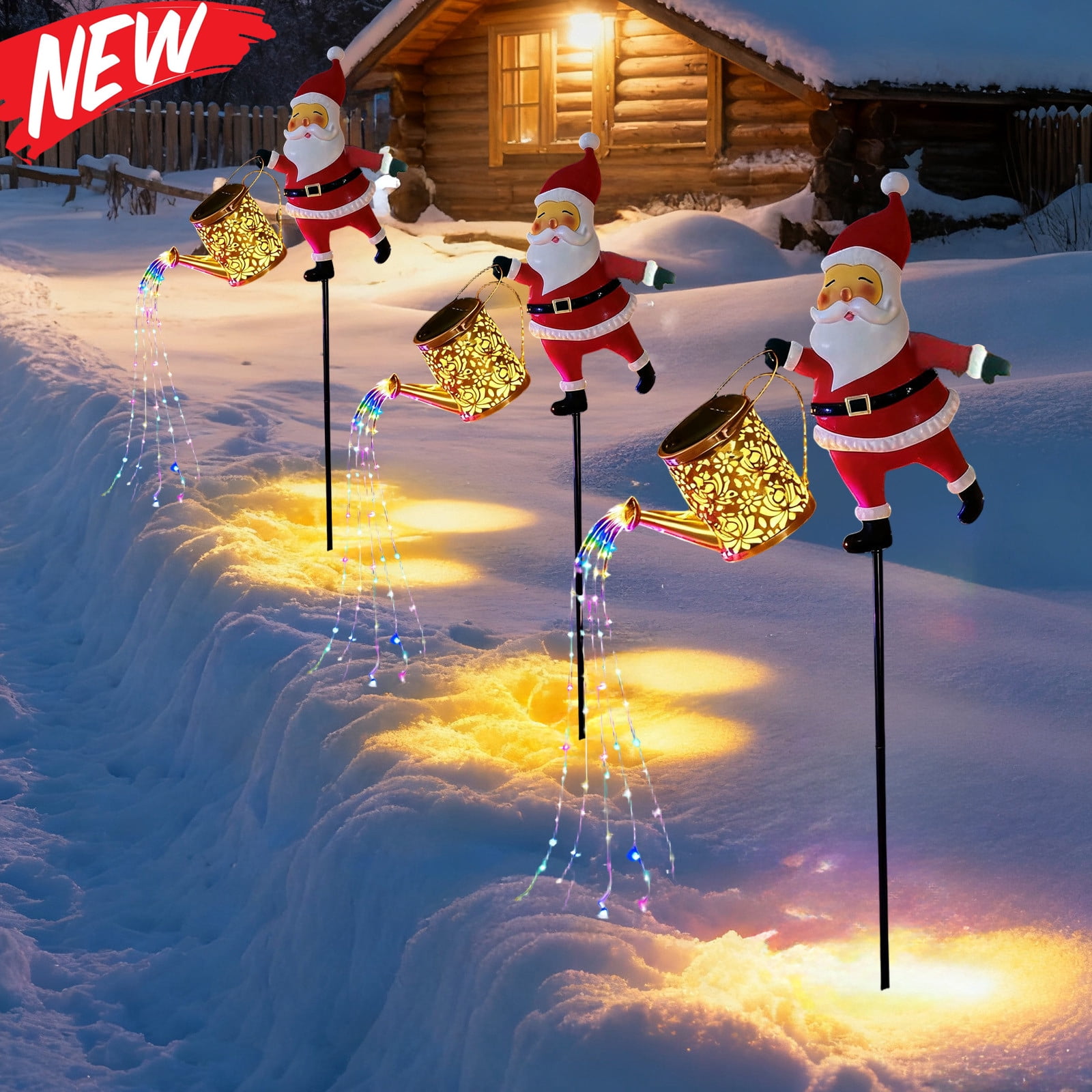 KOYPTL Christmas Santa Solar Kettle Lights Outdoor Waterproof Solar ...