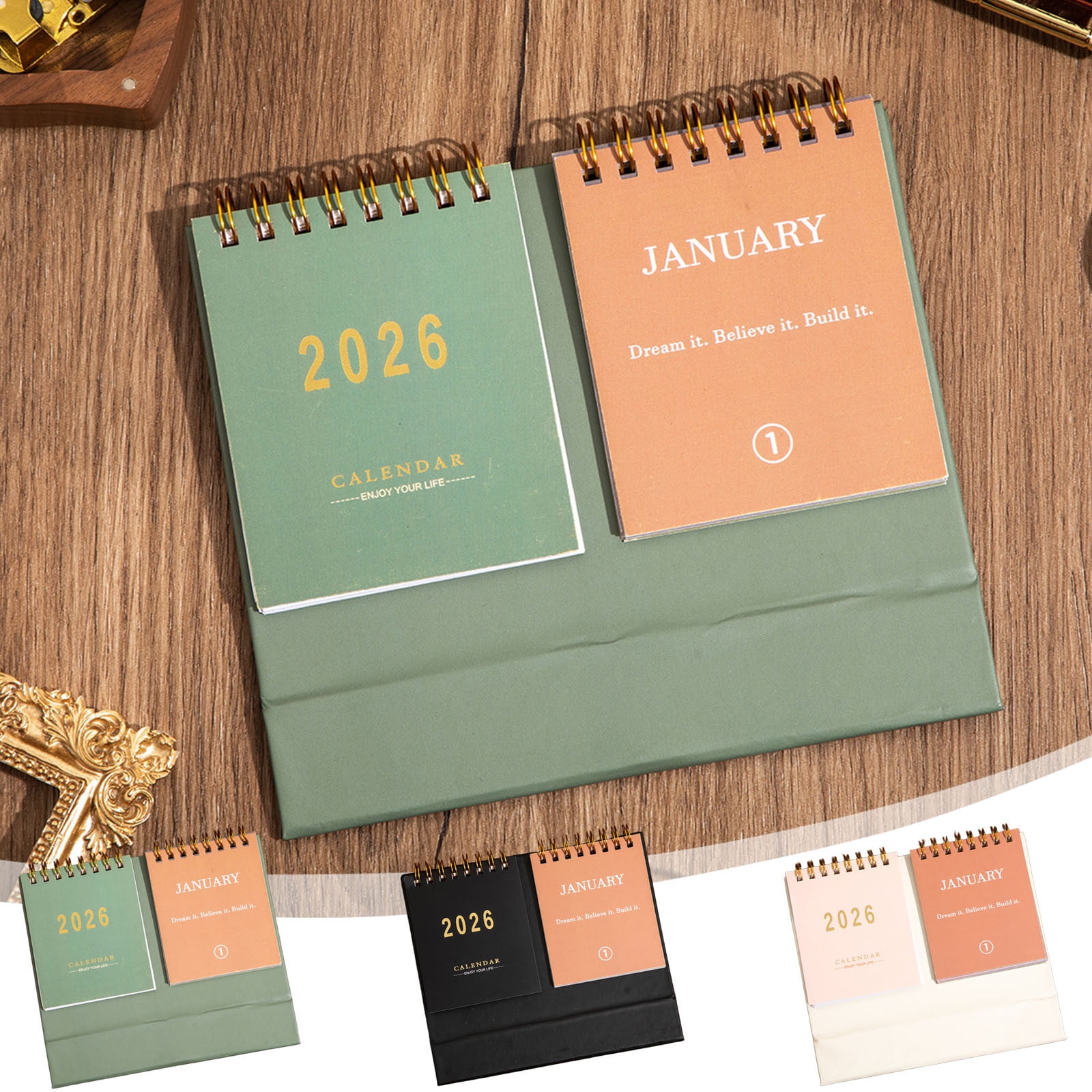KOYPTL Desk Calendar 2026 Double-Row Standing Flip Desktop Calendar ...