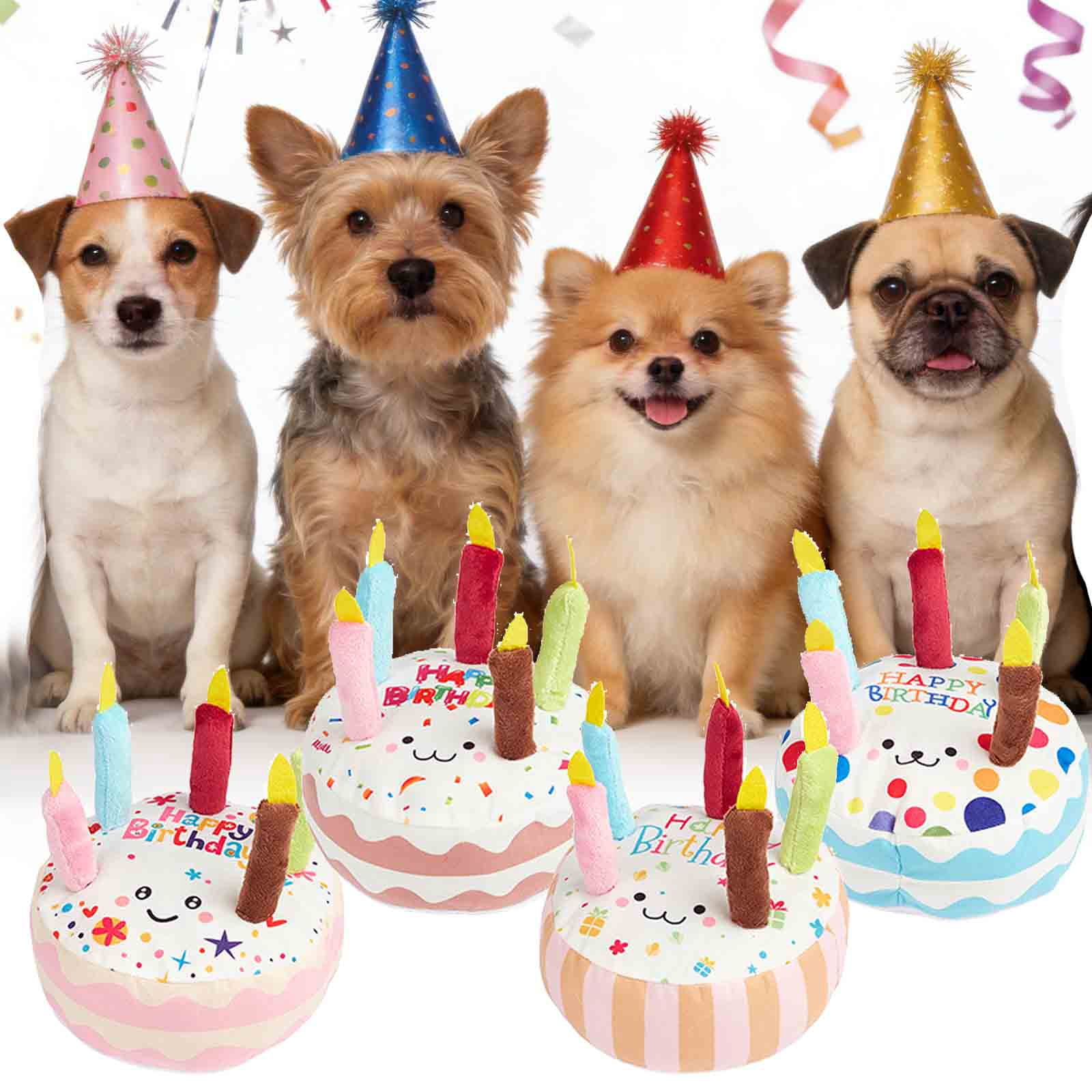 KOYPTL Dog Birthday Cake Toy 6.69",Large Squeaky Dog Gift for Plays ...