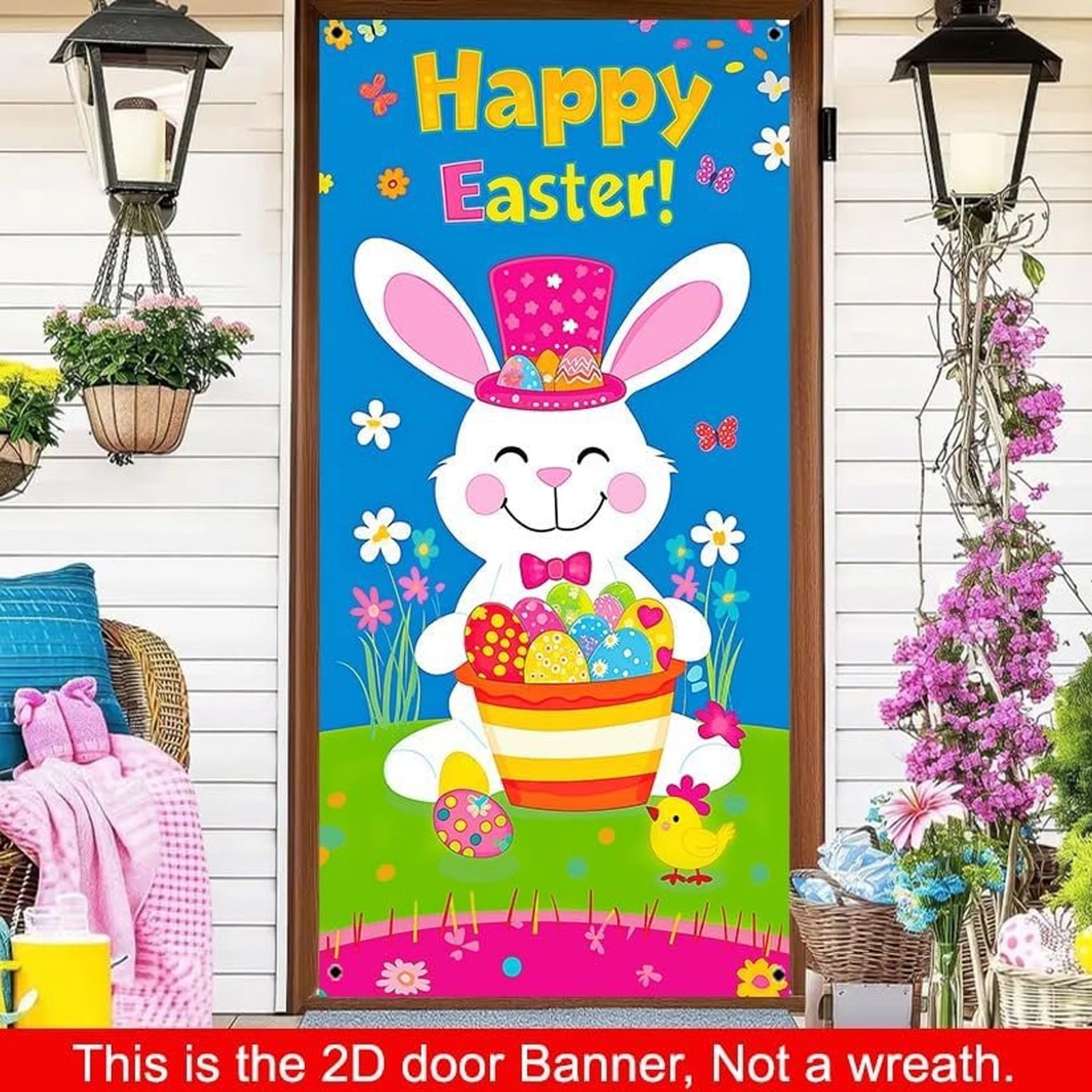 KOYPTL Easter Door Cover Decorations for Front Door Wall Outdoor ...