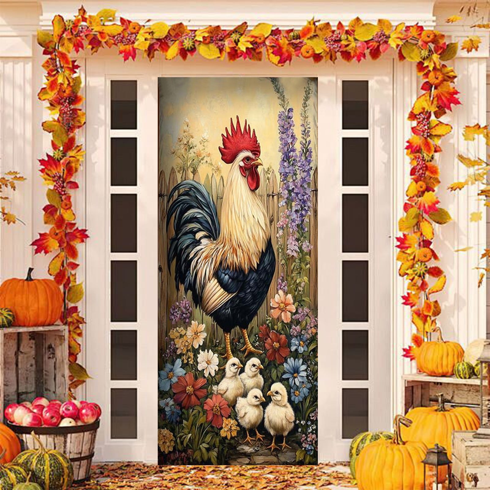 KOYPTL Fall Thanksgiving Door Cover Decorations,Autumn Maple Leaves ...