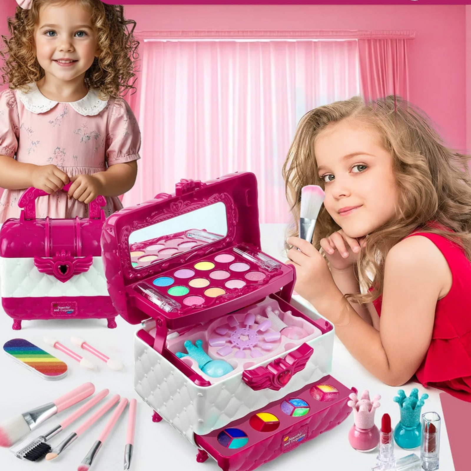 KOYPTL Kids Makeup Kit for Girls, Pretend Play Kids Makeup Set, Girls ...