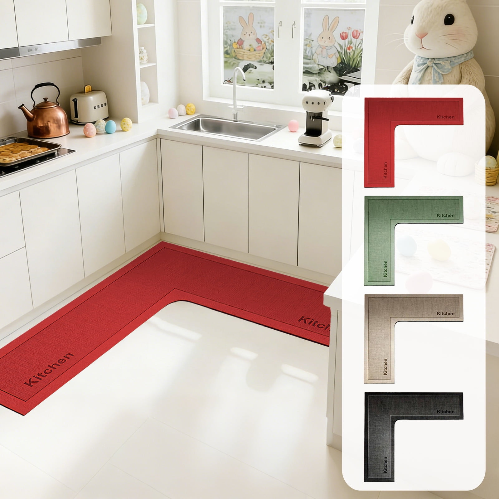 KOYPTL L Corner Carpet Kitchen Runner Rug Non-Slip,Hallway Runner Rug ...