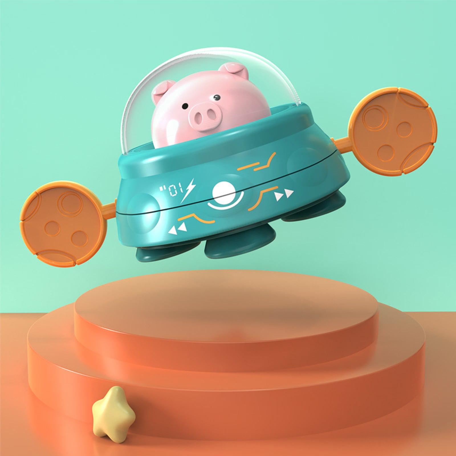 KOYPTL Pig Flying Saucer Clockwork Toy for Toddlers 3 4 5 6 Years Old ...