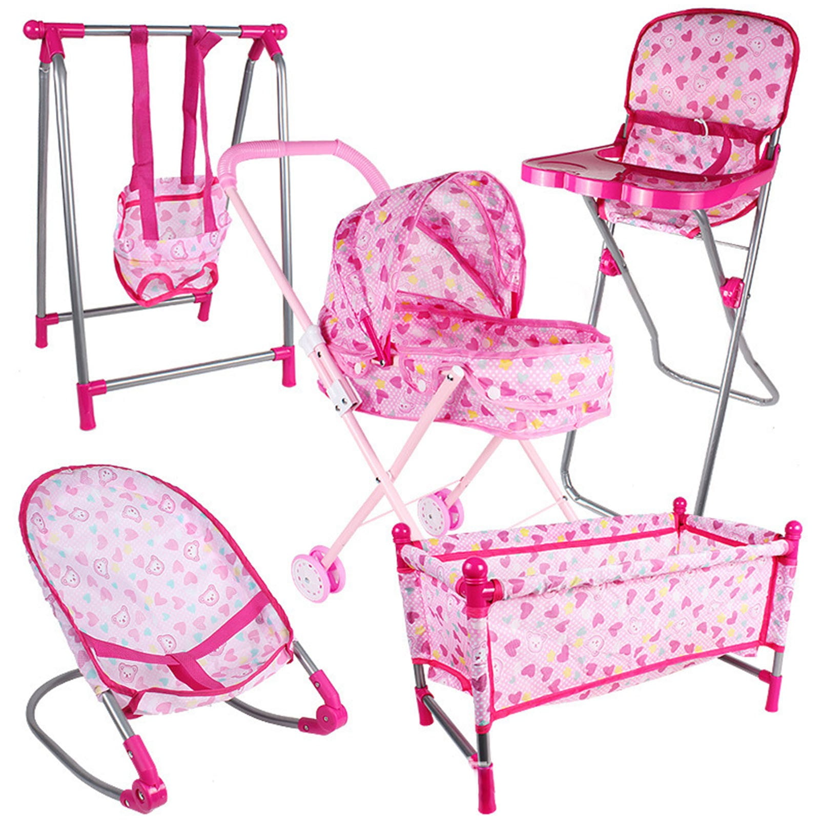 KOYPTL Pretend Play Toys - Role Play Baby Doll Stroller Crib Bed ...