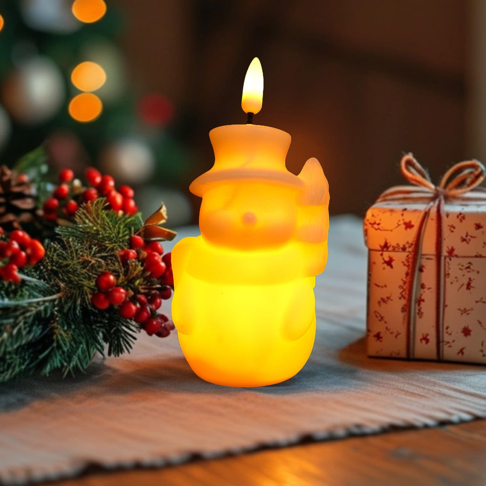 KOYPTL Snowman Night Light,LED Simulation Candles Light for Christmas ...