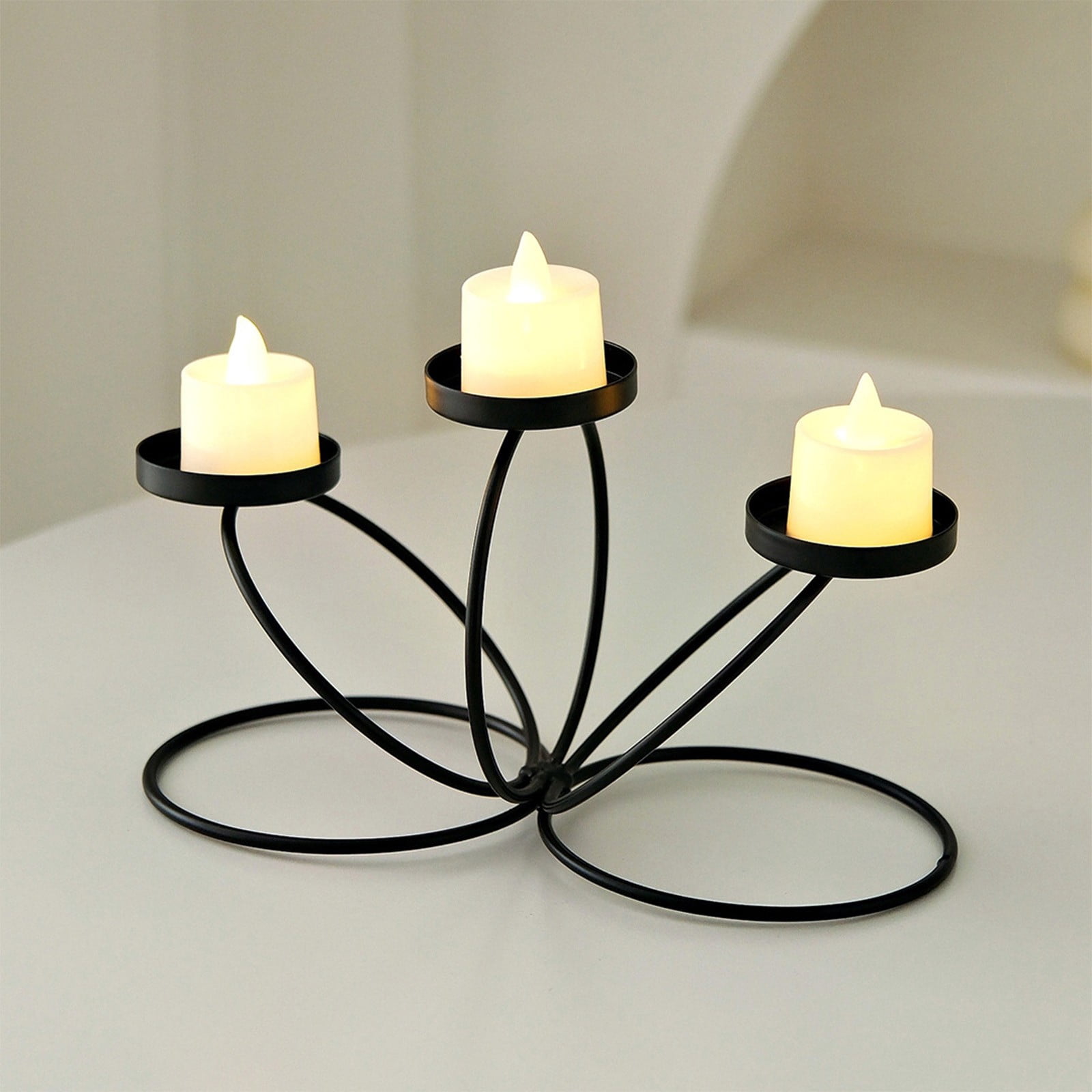 KOYPTL Three Arms Candle Holders Christmas Metal Candelabra Taper ...