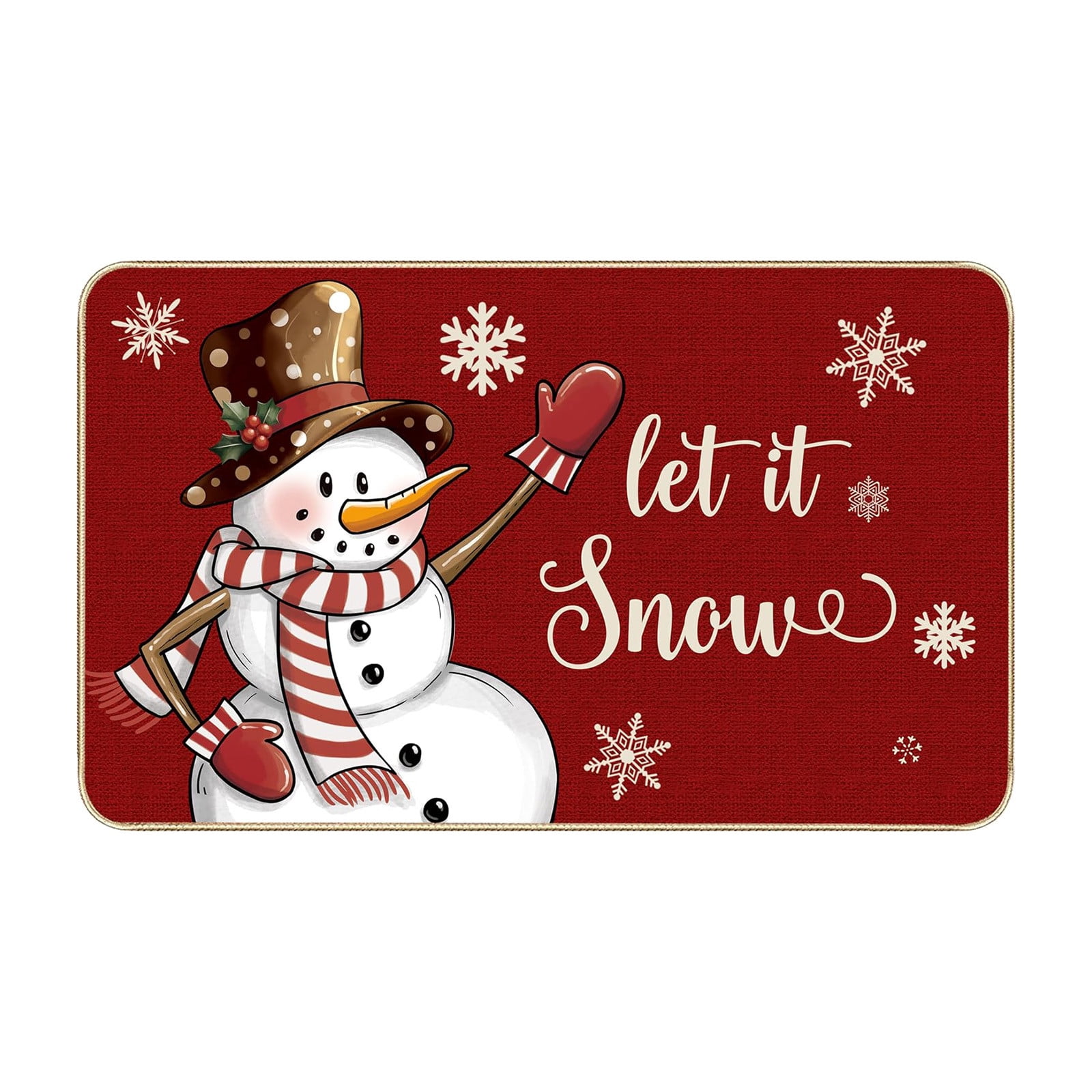 KOYPTL Vintage Red Christmas Snowman Door Mat-24 x 16 In,Non Skid ...