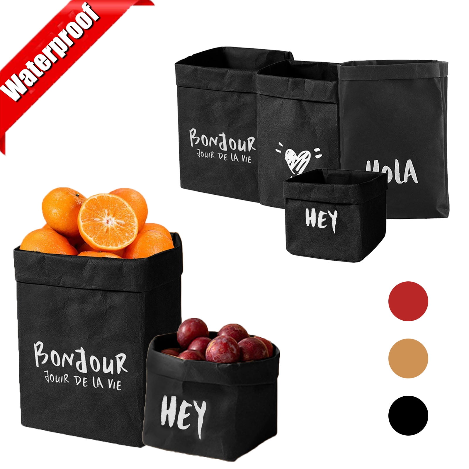 KOYPTL Washable Kraft Paper Storage Bags for Refrigerator Kitchen Car ...