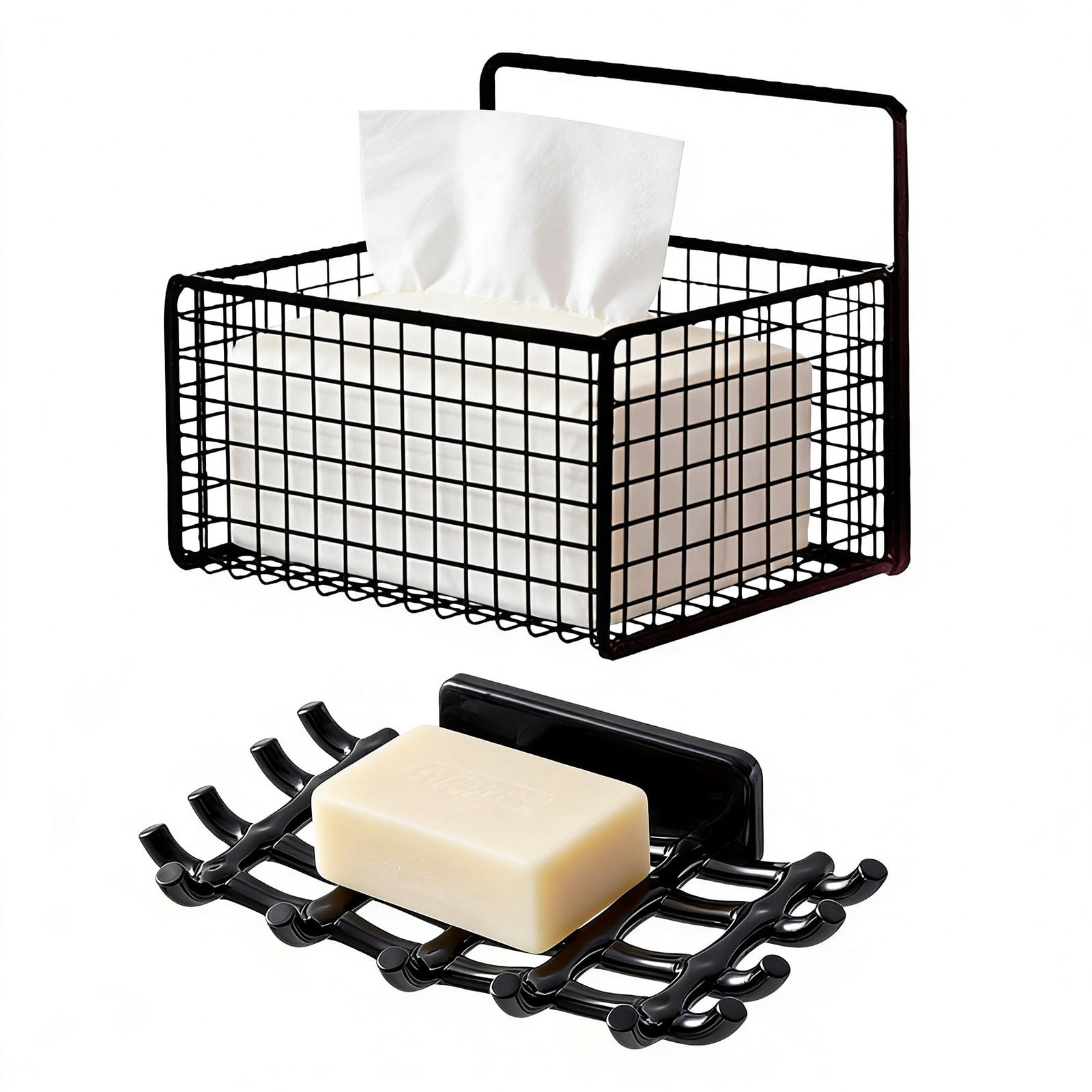 KOYPTL Wire Wall Basket and Soap Holders,Wall Mounted Organizer ...
