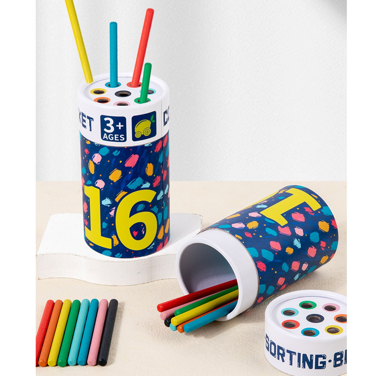 KOYPTL Wooden Montessori Sticks Toys for Kids,Color Sorting Toy ...