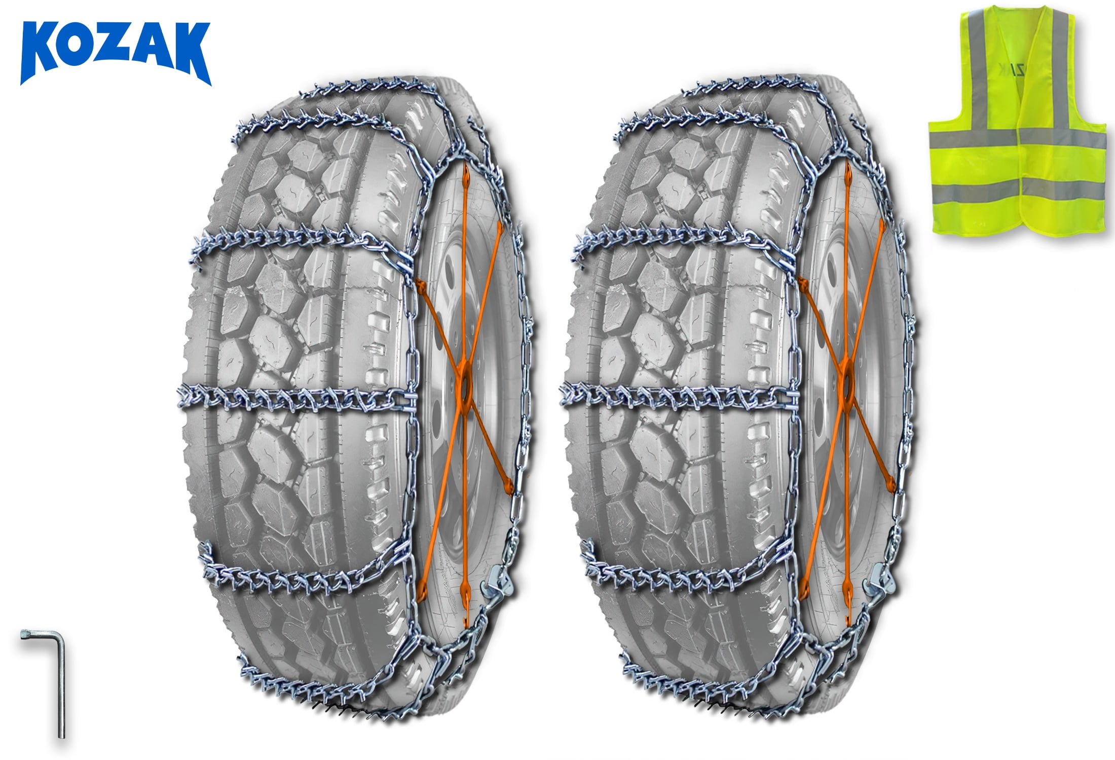 KOZAK 11R22.5, 295/75R22.5 Semi Truck Dual Studded Steel Tire Chains ...
