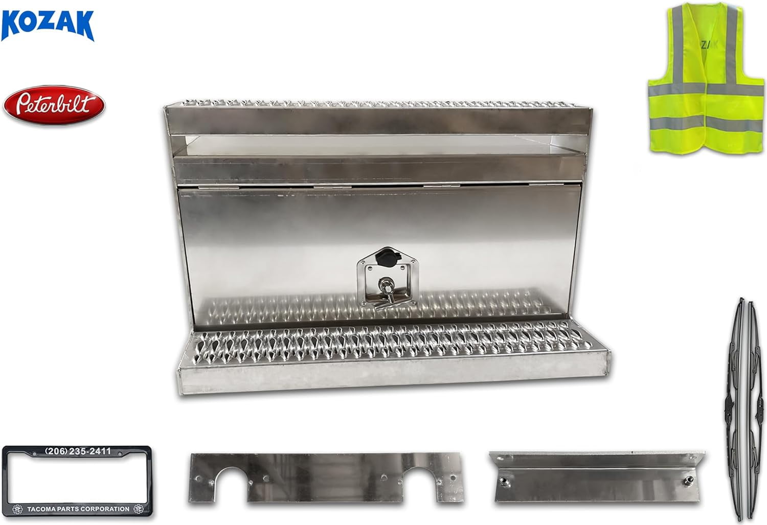 Aluminum Tool Box Step with Brackets Left Driver Side Peterbilt 377 385 ...