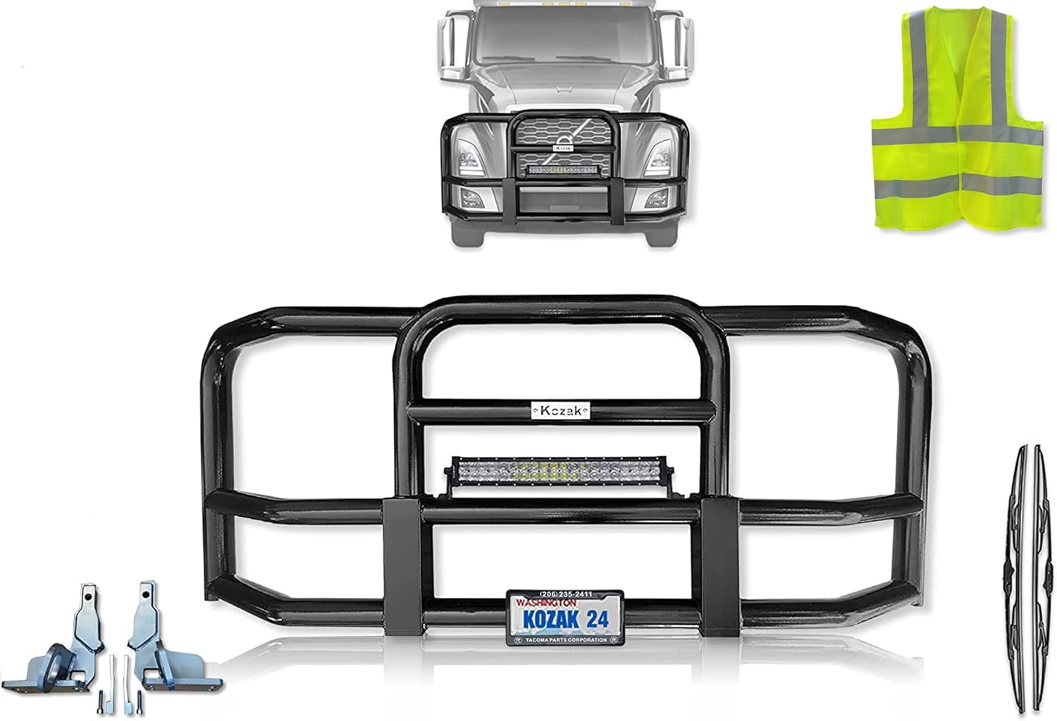 KOZAK Black Full Front Grille Deer Moose Bumper Guard + Accessories for ...