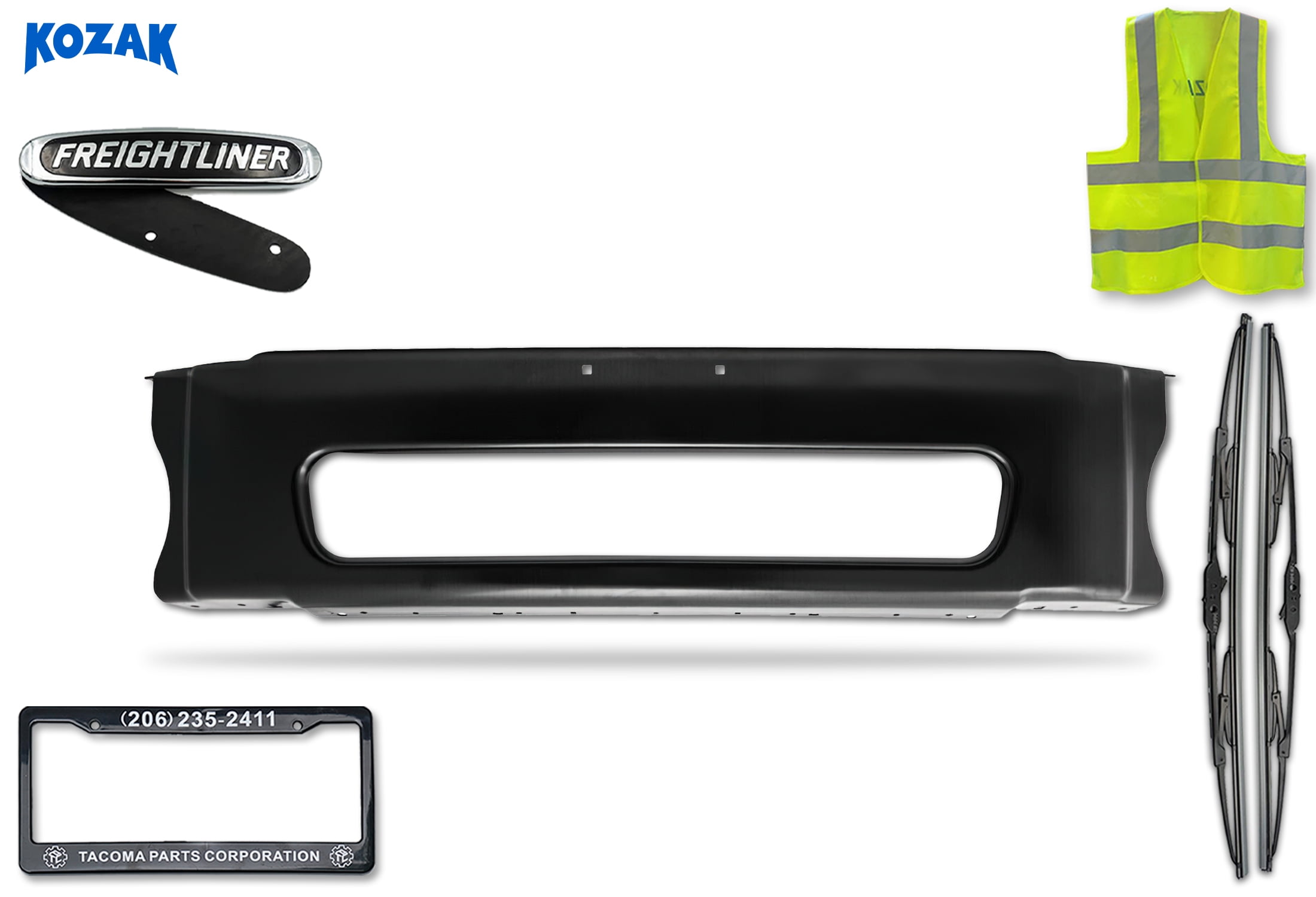 KOZAK Black Steel Front Center Bumper for Freightliner M2 Business ...