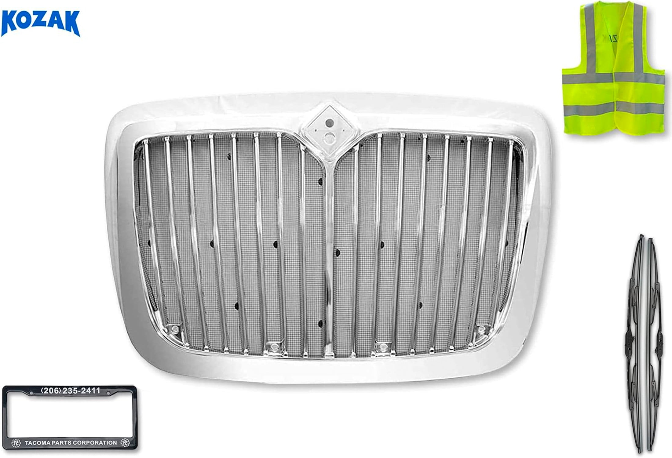 KOZAK Chrome Front Grille with Bug Screen Steel TR042 Compatible with ...