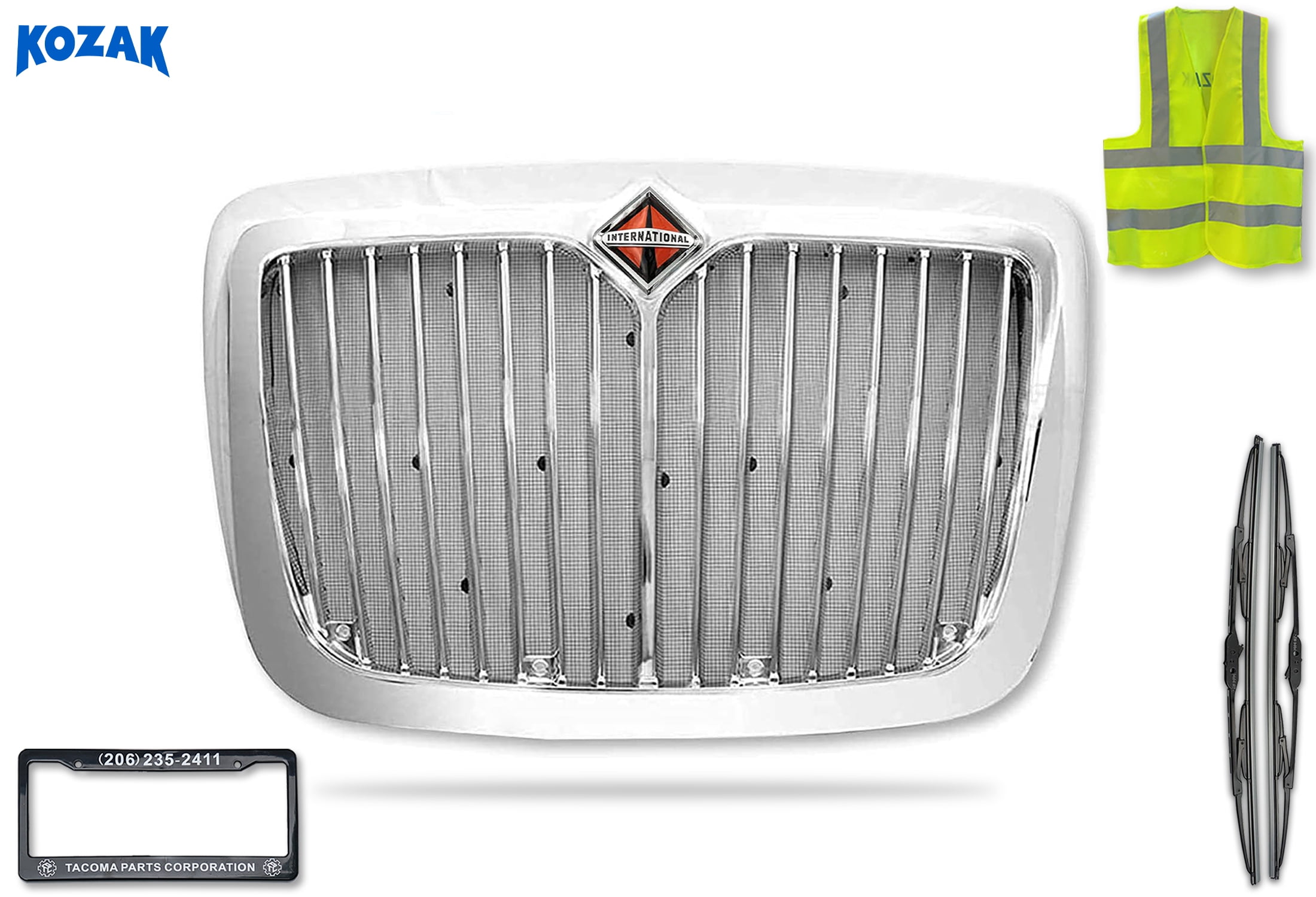 KOZAK Chrome Front Grille with Bug Screen Steel TR042 for International ...