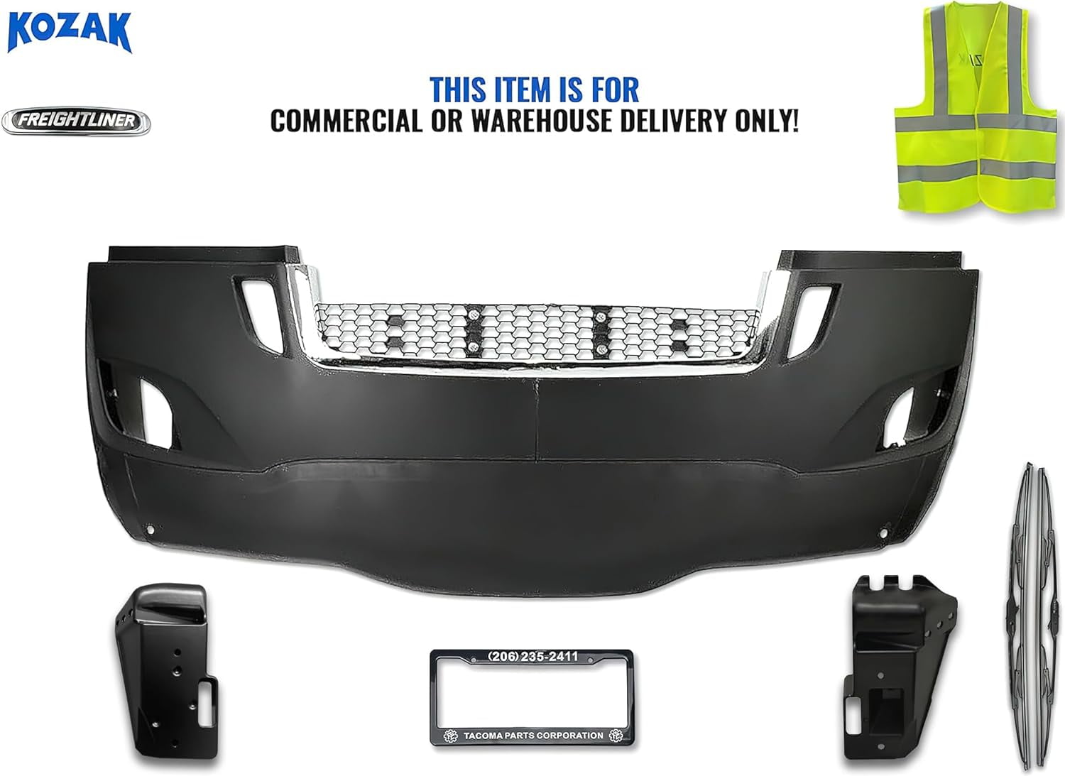 KOZAK Complete PLASTIC Bumper with Chrome Fog Lamp Hole with air flow ...