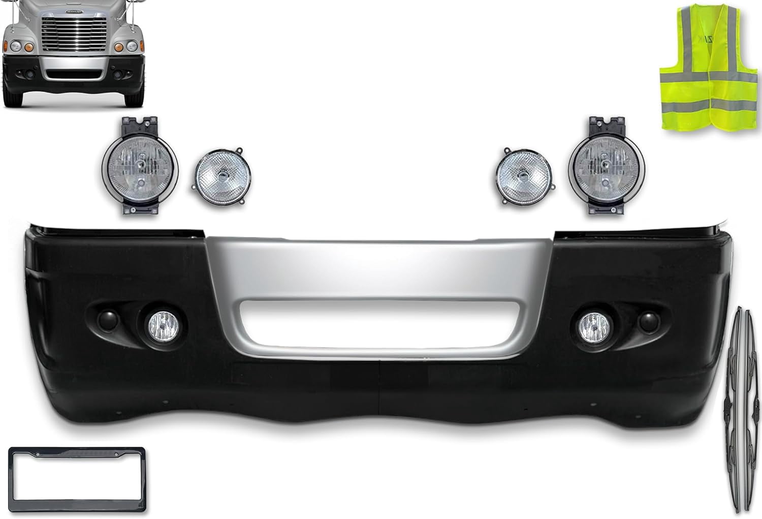 KOZAK Front Bumper - Center Chrome & Corners Plastic w/One Fog Light ...