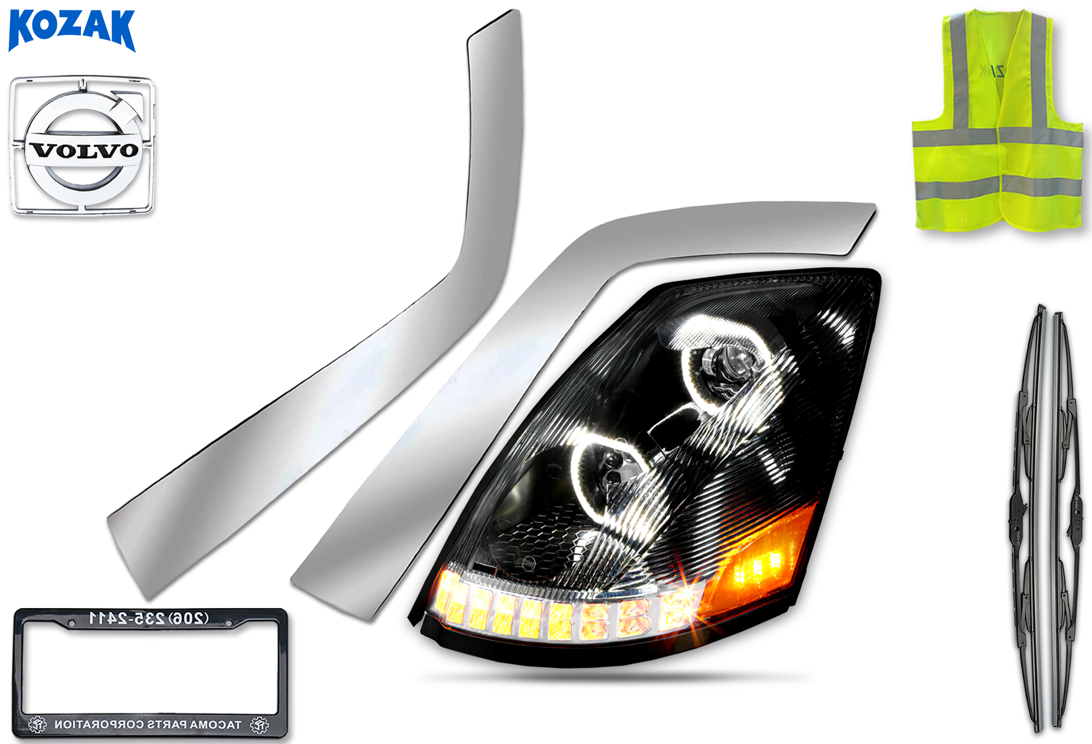 KOZAK Full LED Performance Headlight with Sequential Turn Signals Black ...