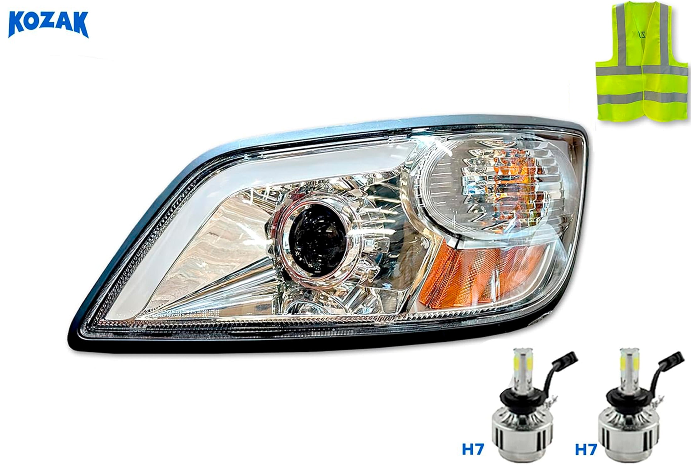 KOZAK Headlight Optical Chrome With Led (Driver Left Side) Compatible ...