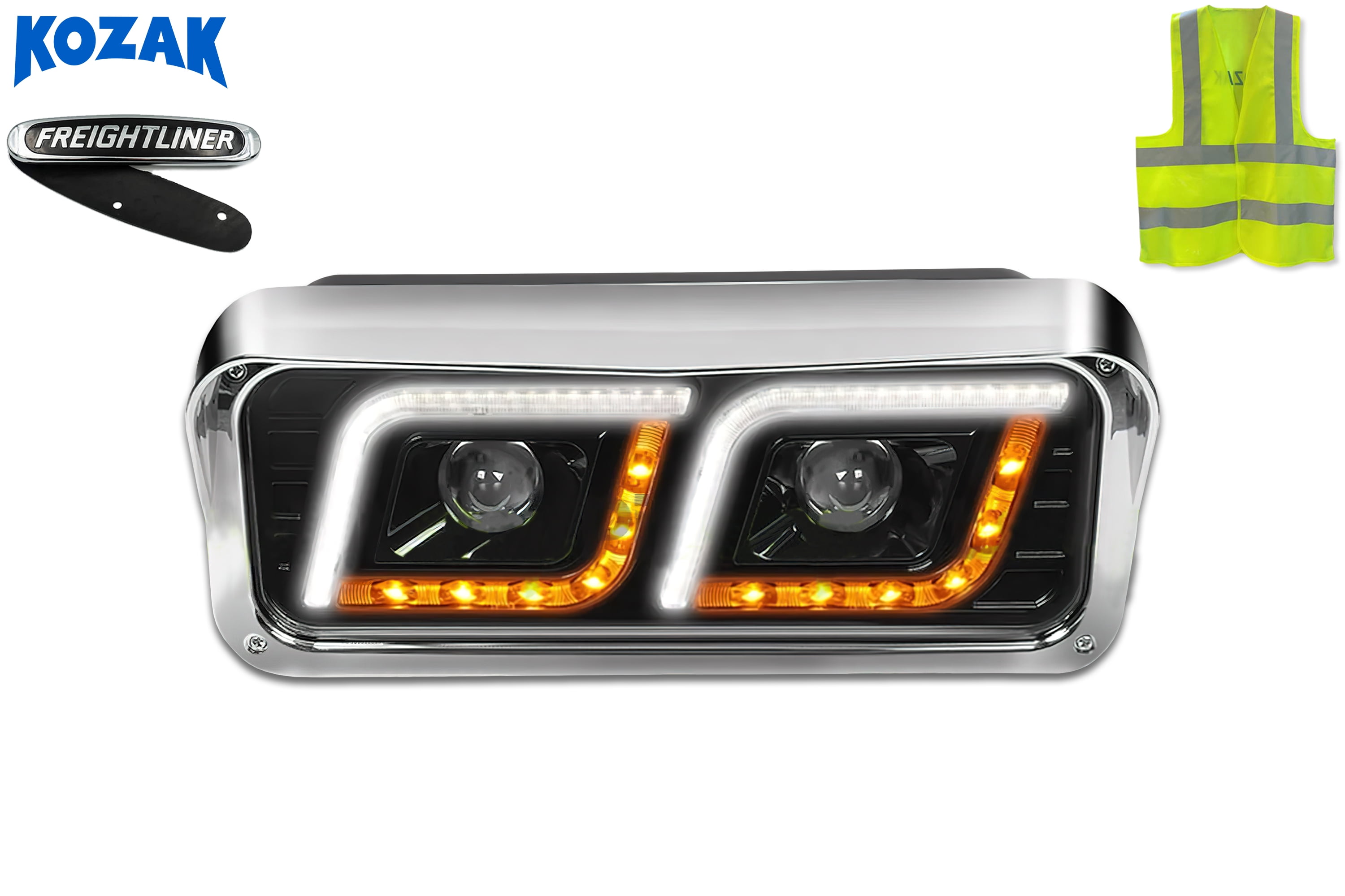 KOZAK LED DRL DUAL Black Projector Headlight (Driver Left Side) for ...