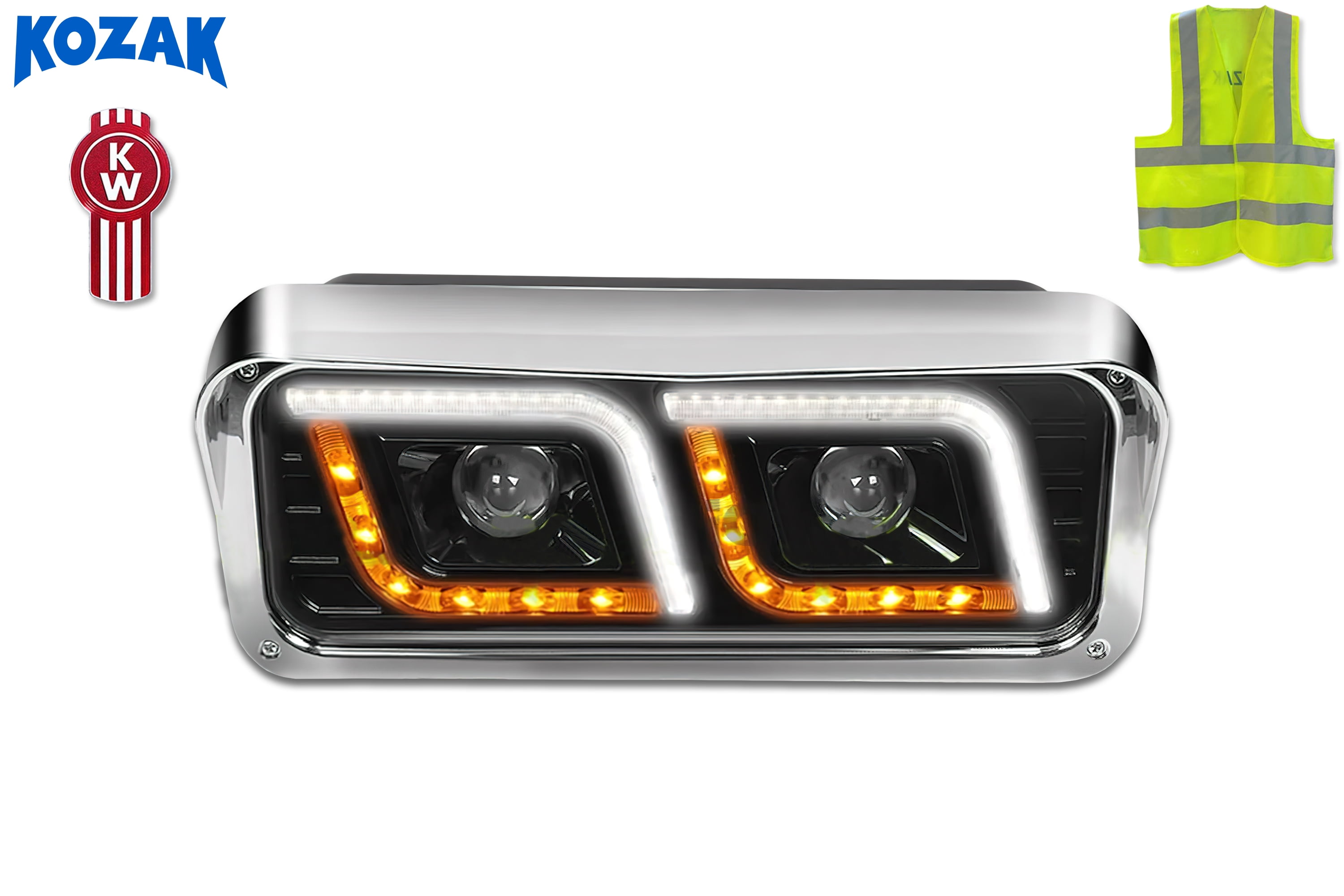 KOZAK LED DRL DUAL Black Projector Headlight (Passenger Right Side) for ...