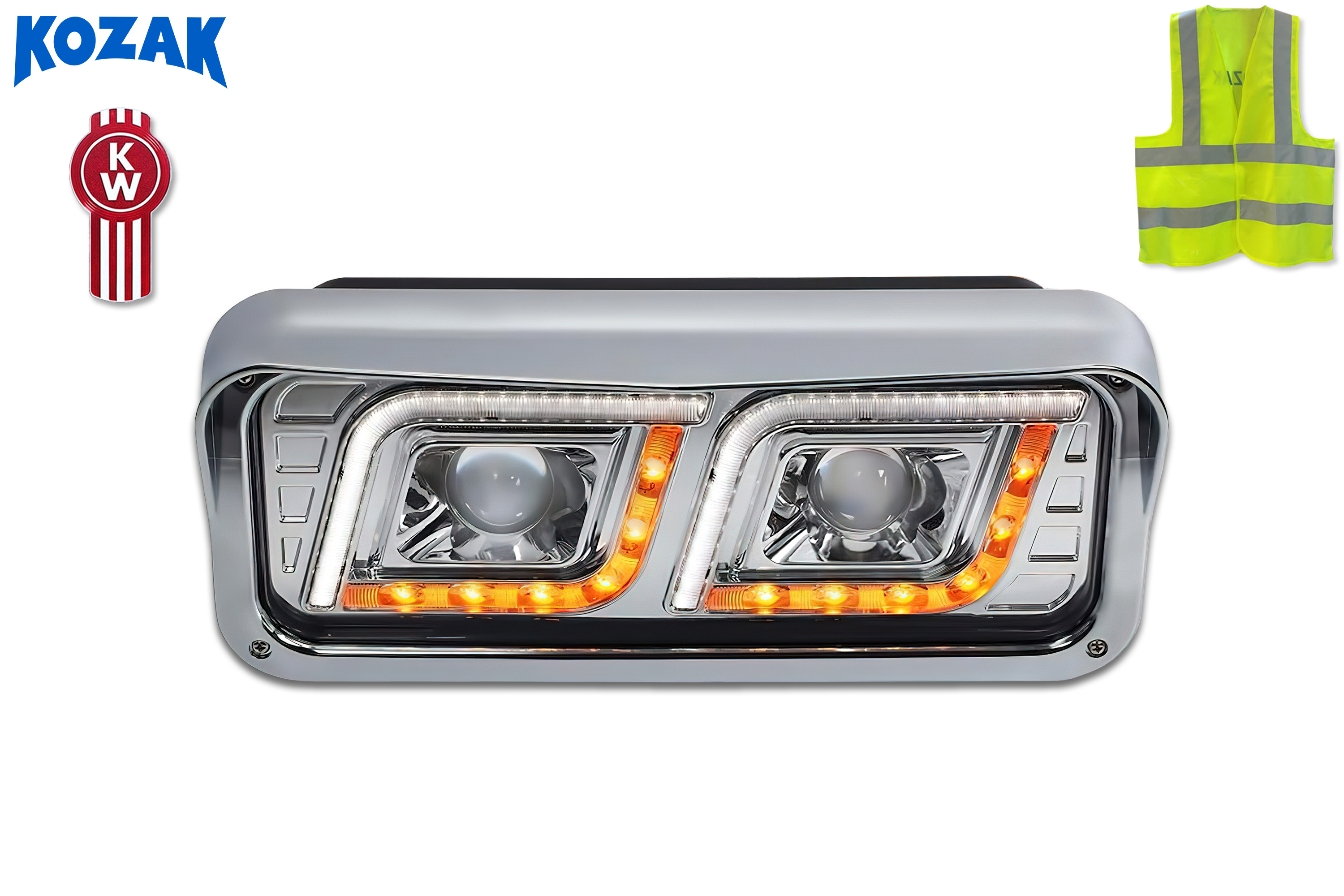 KOZAK LED DRL DUAL Chrome Projector Headlight (Driver Left Side) for ...