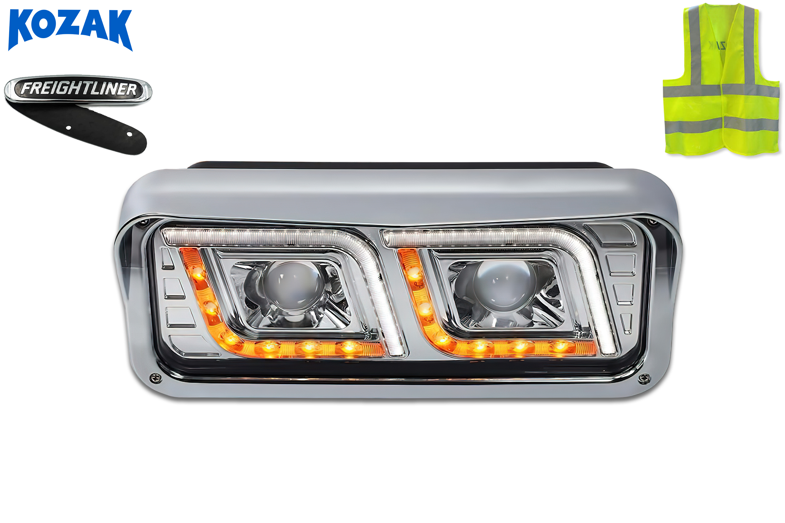 KOZAK LED DRL DUAL Chrome Projector Headlight (Passenger Right Side ...