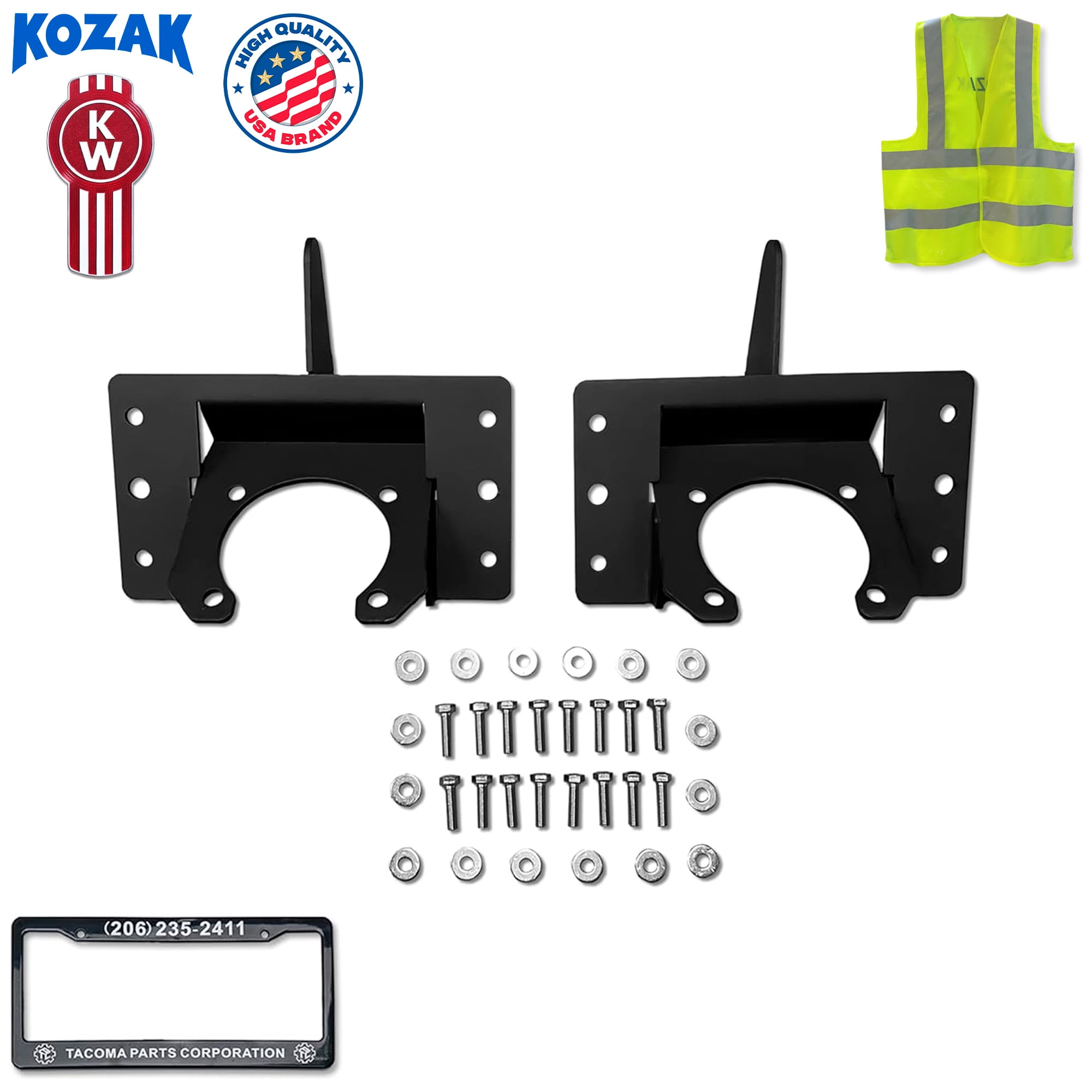 Kozak Metal Mounting Brackets Set for Kenworth T660 , Black - Walmart.com