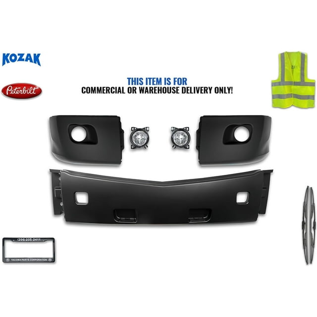 Black Plastic Bumper Set with Fog Light Hole for Peterbilt 579 Semi Truck (Kozak Aftermarket ...