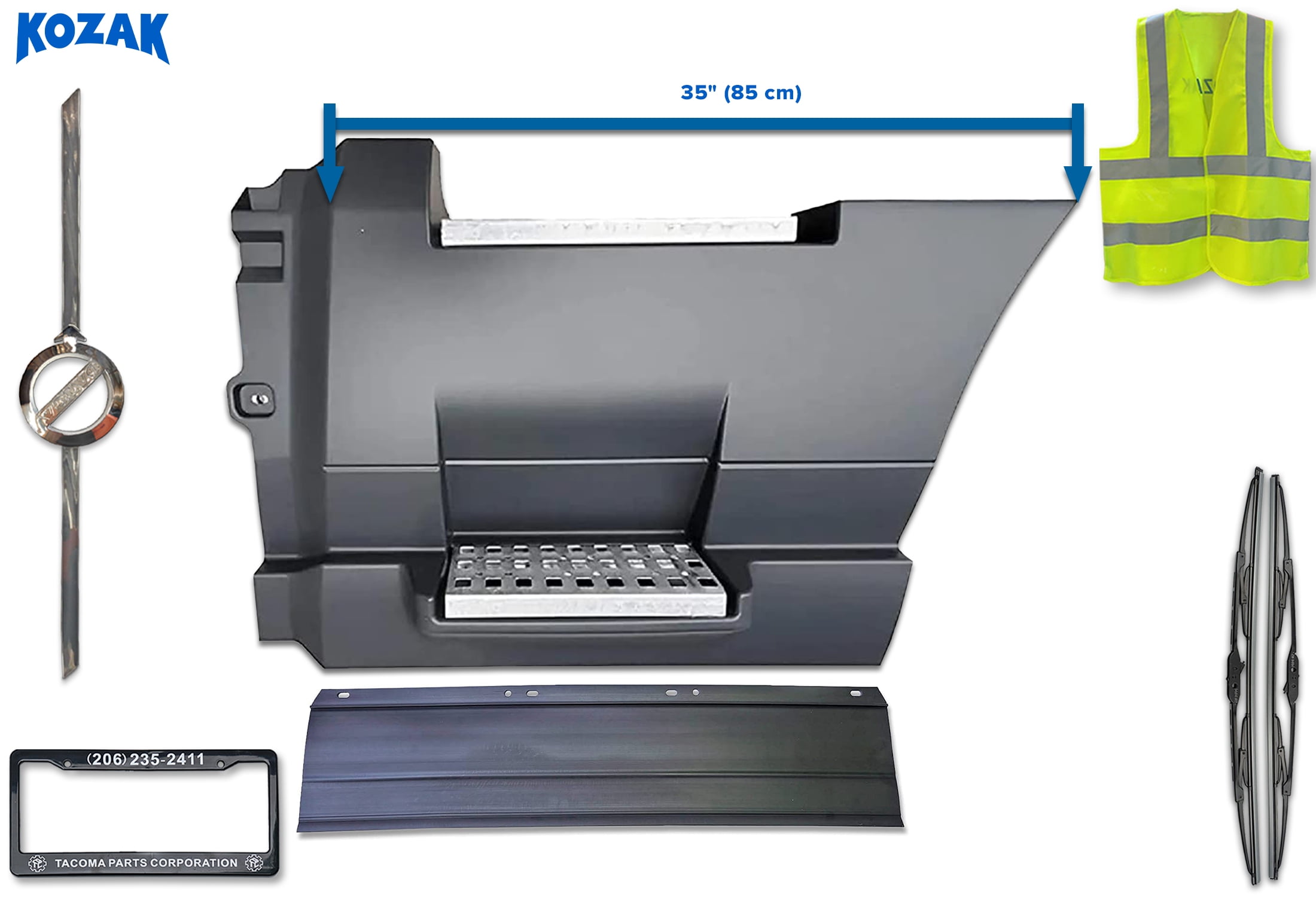 KOZAK Rear Step Side Fairing Panel with Rubber Stripe Left Side 35" (85 ...