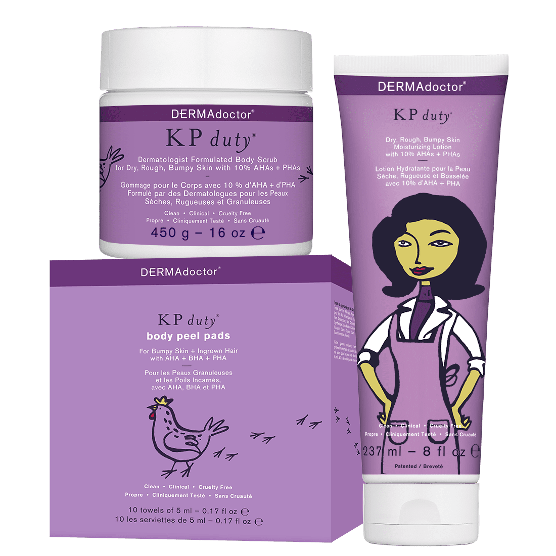 KP Duty Kit for Keratosis Pilaris + Dry, Rough Bumpy Skin with 10% AHAs ...