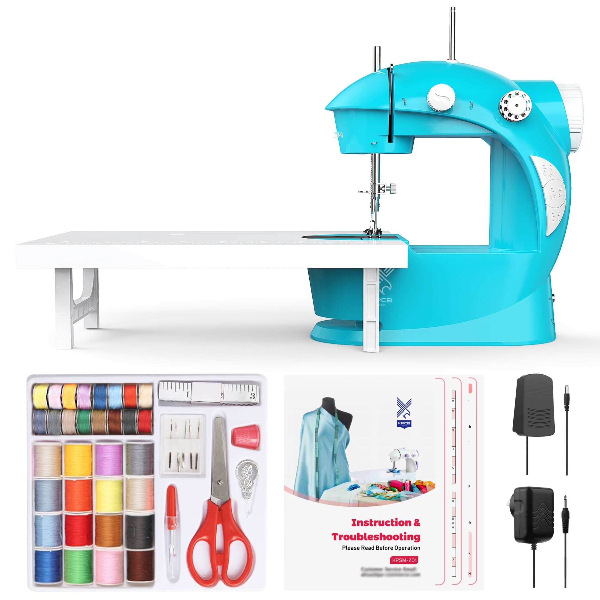 KPCB Beginner's Easy Starter Sewing Machine Set with 42PCS Kit, Mini ...