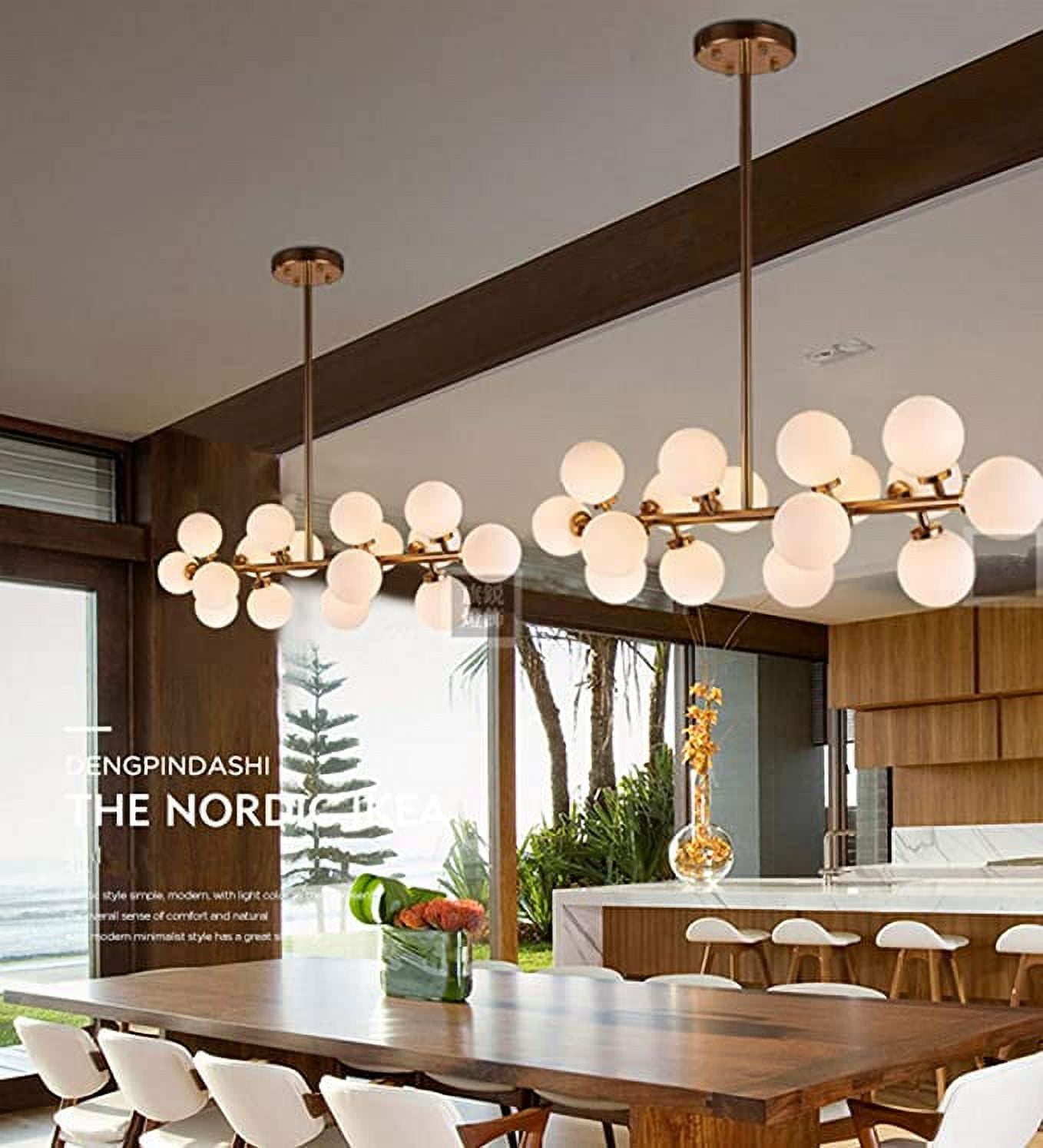 KPIBEST 16 Lights Modern Rectangle Chandelier Gold Pendant Ceiling ...
