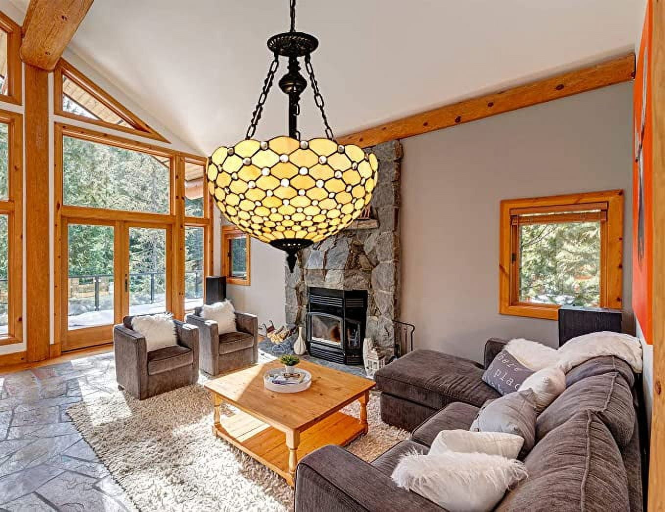 KPIBEST 16” Tiffany Pendant Lighting for Kitchen Island Victorian ...