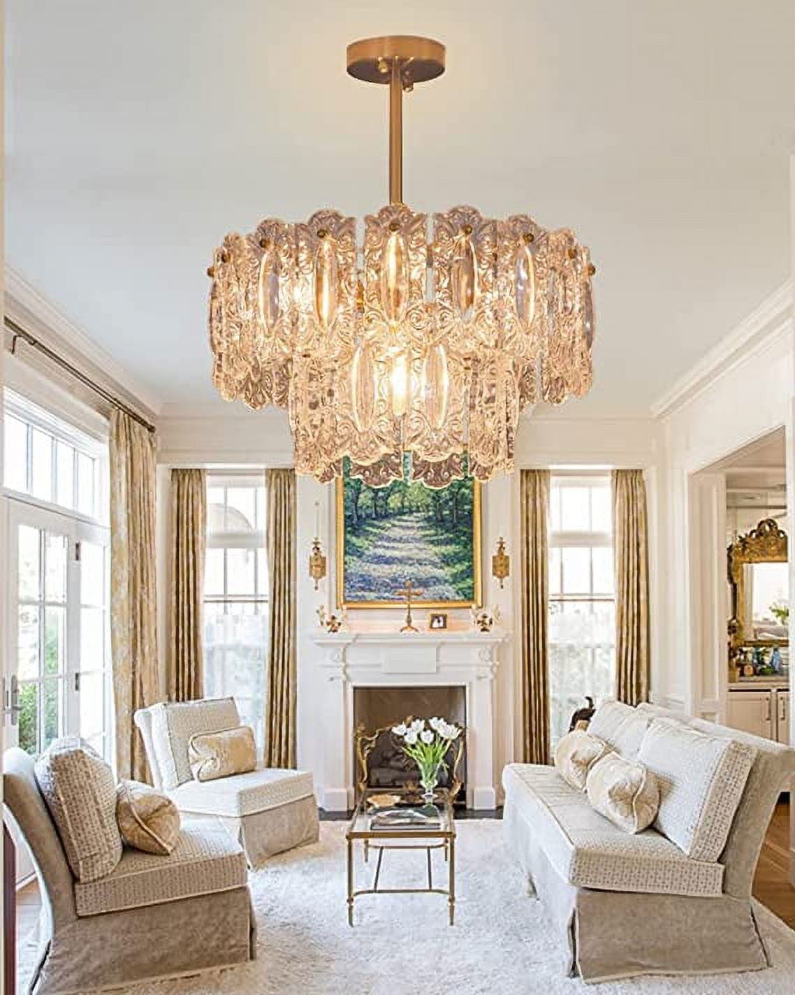 KPIBEST 24” Modern K9 Crystal Chandeliers, Luxury Ceiling Light ...