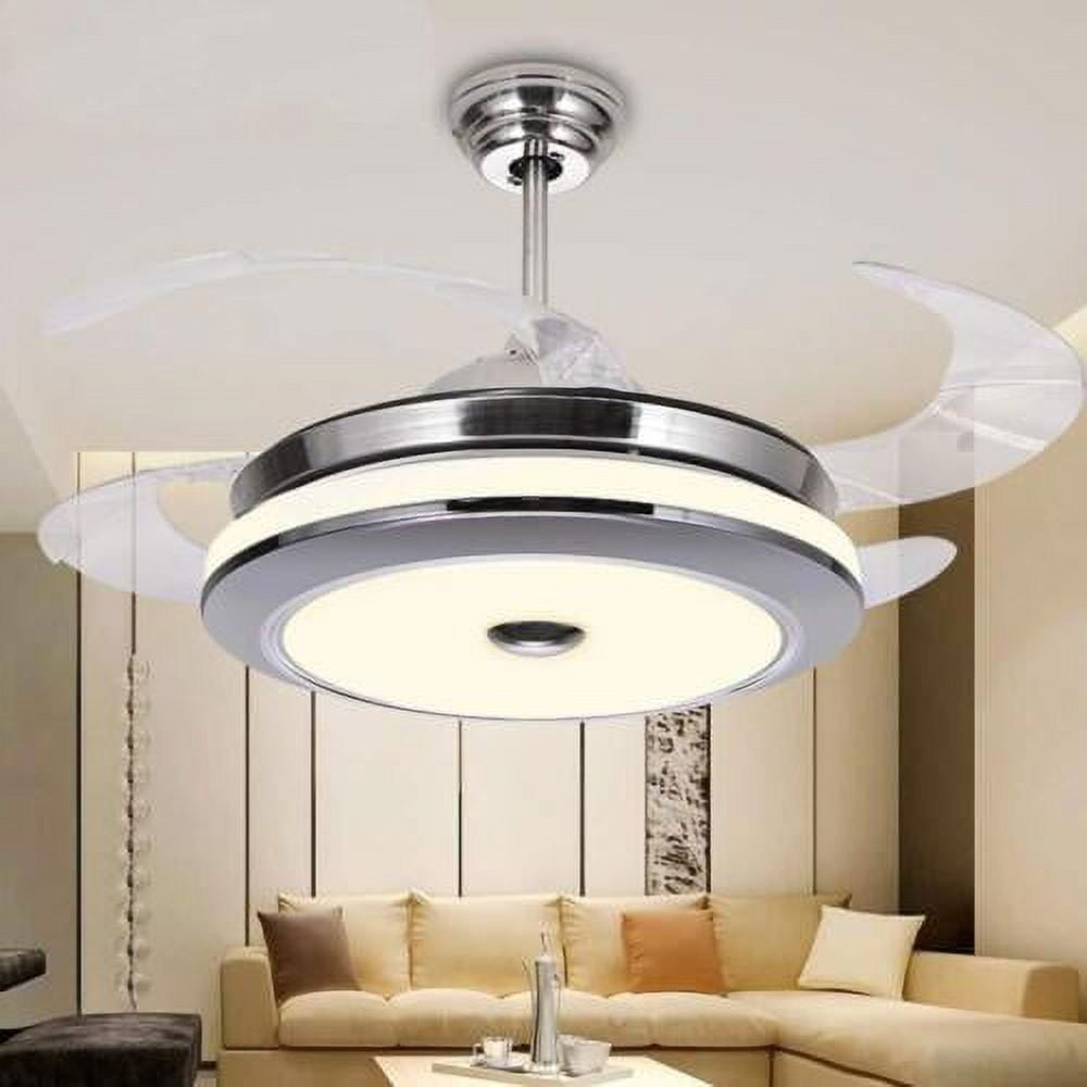 KPIBEST 36" Chandelier Ceiling Fan Light, Modern Retractable Invisible ...